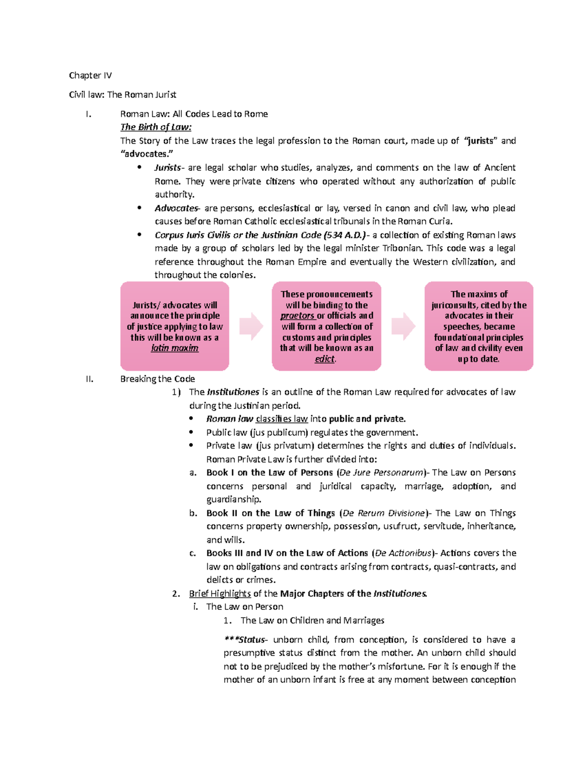 Reviewer Chapter 4 Philo - Chapter IV Civil law: The Roman Jurist I ...