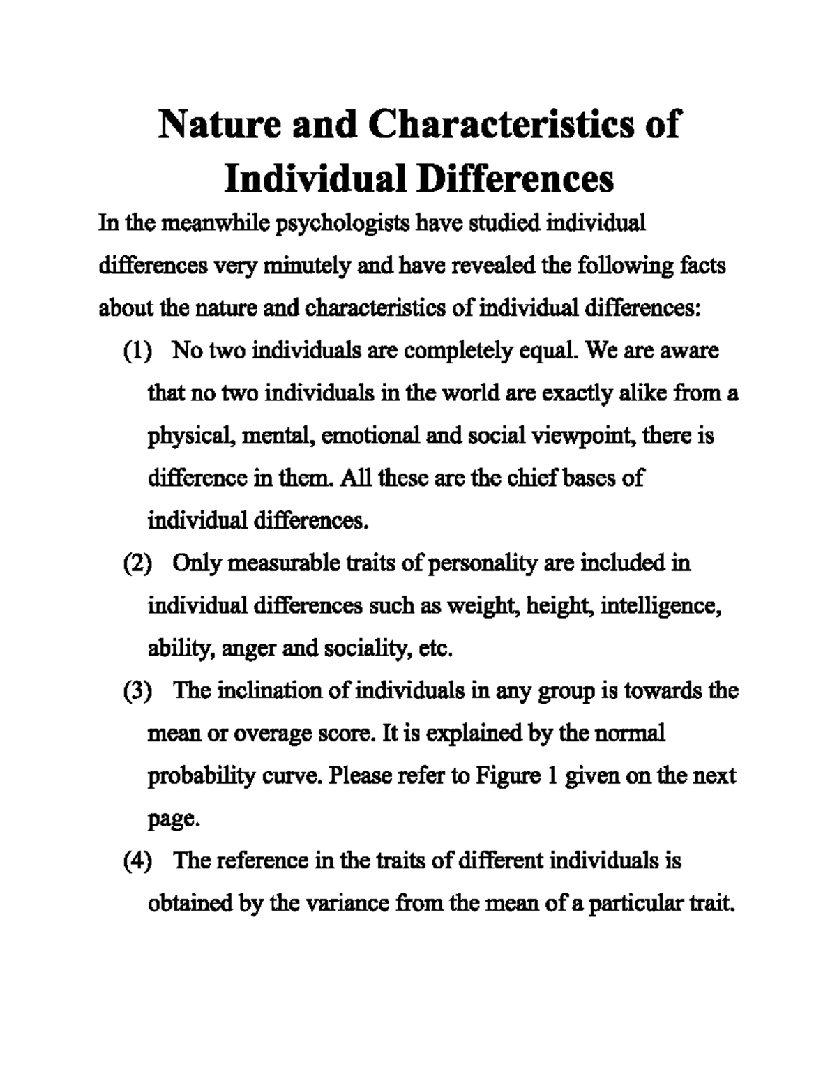 Nature and Characteristics of Individual Differences - Teaching And ...