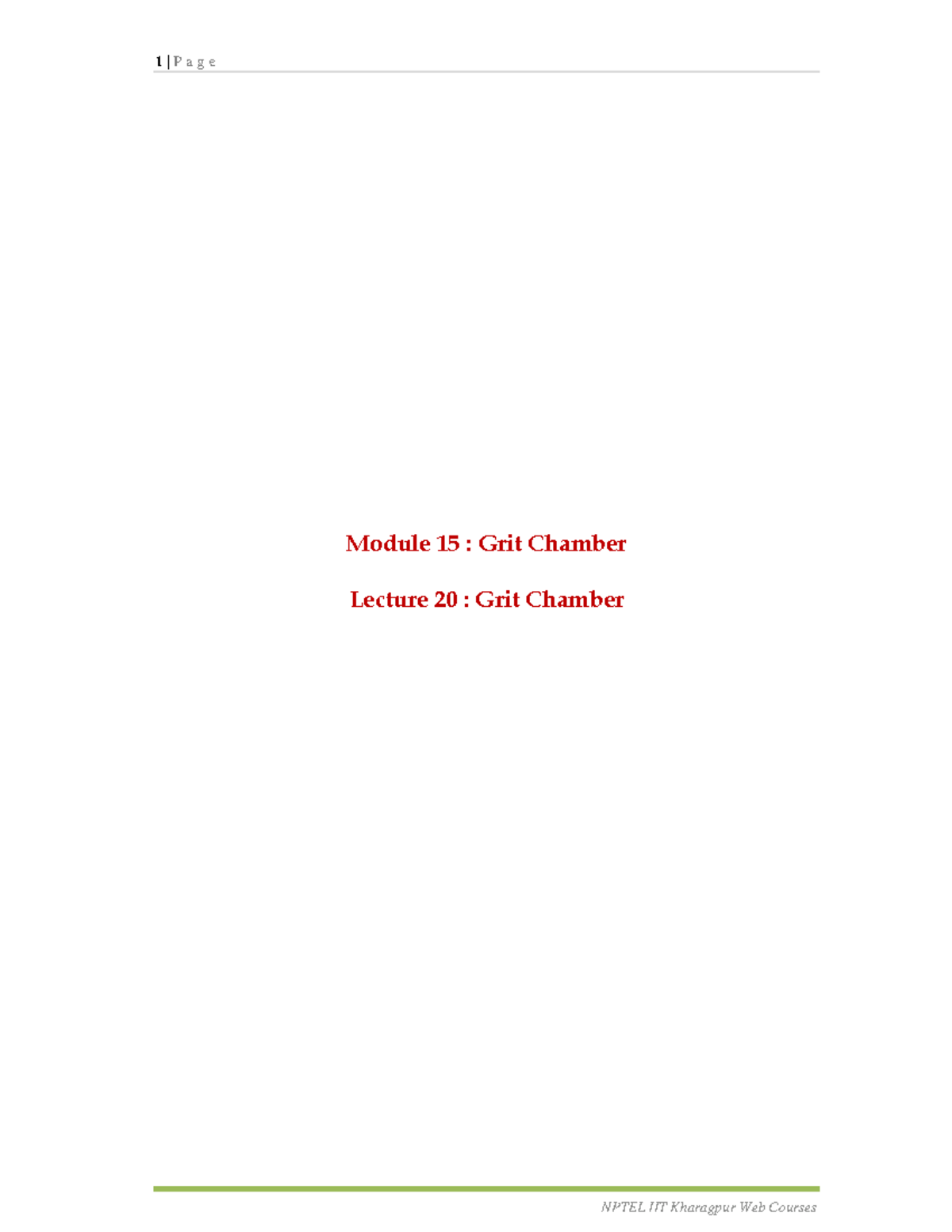 Grit cham 1 - Grit Chamber-Design - Module 15 : Grit Chamber Lecture 20 ...