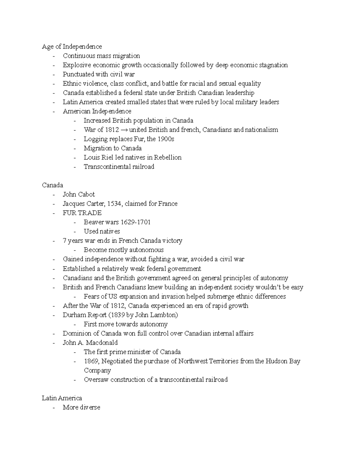 The Americas World History - Age of Independence - Continuous mass ...