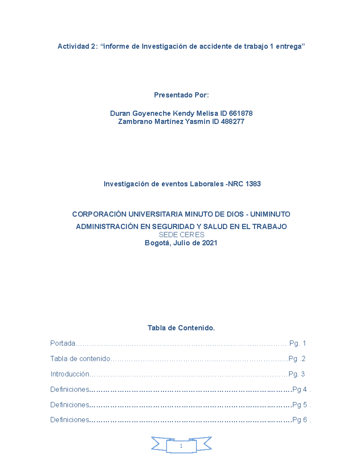 Actividad 2 investigacion de eventos laborales - Actividad 2: “informe ...