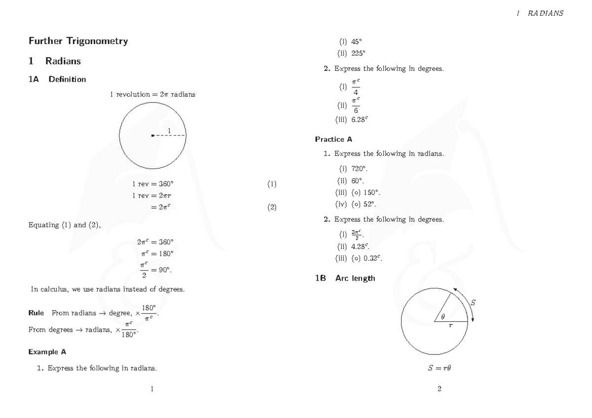 3U Further Trigonometry (A) Student Classwork (Version 2) - & S Further ...