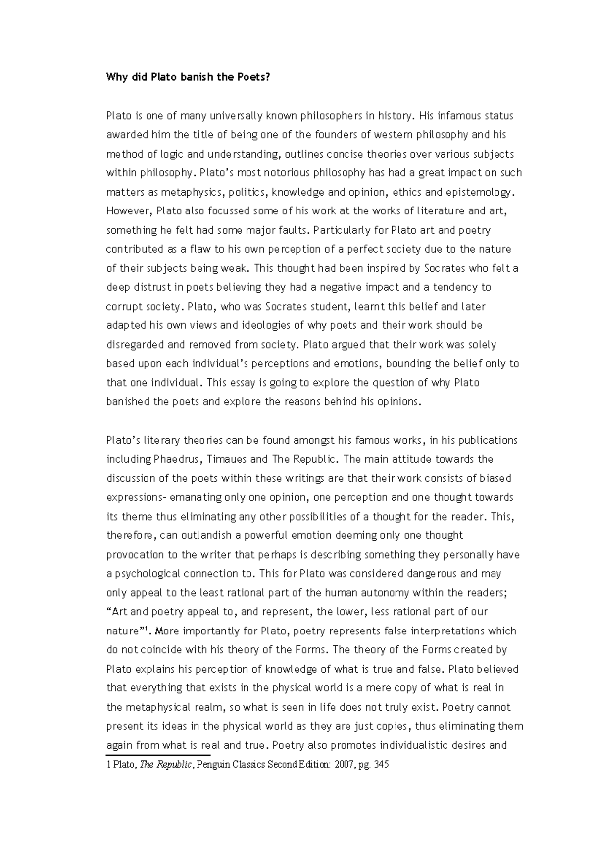 Plato poetry - Personal interpretation - Why did Plato banish the Poets ...