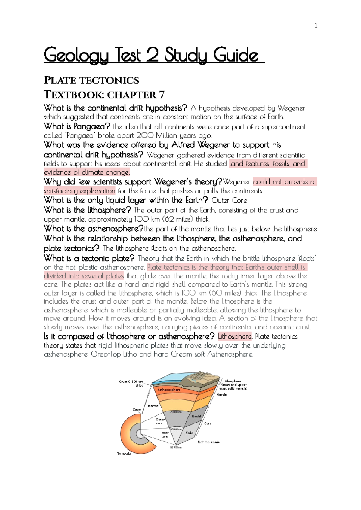 Geology Study Guide Test 2 - 1 Geology Test 2 Study Guide Plate ...