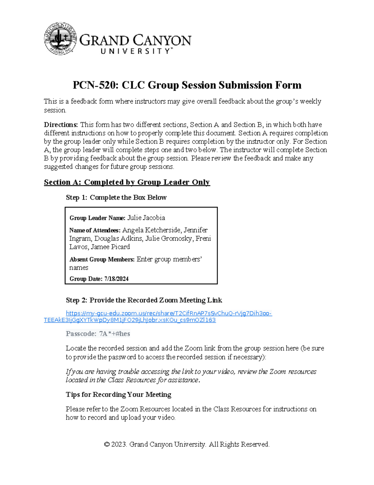 Week 4 - Classwork - PCN-520: CLC Group Session Submission Form This is ...