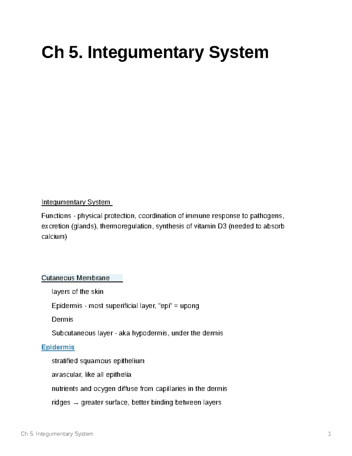 Ch 5 Integumentary System - Ch 5. Integumentary System Week Week 3/ Assignment hw 2 Date 9/14 9/ ...