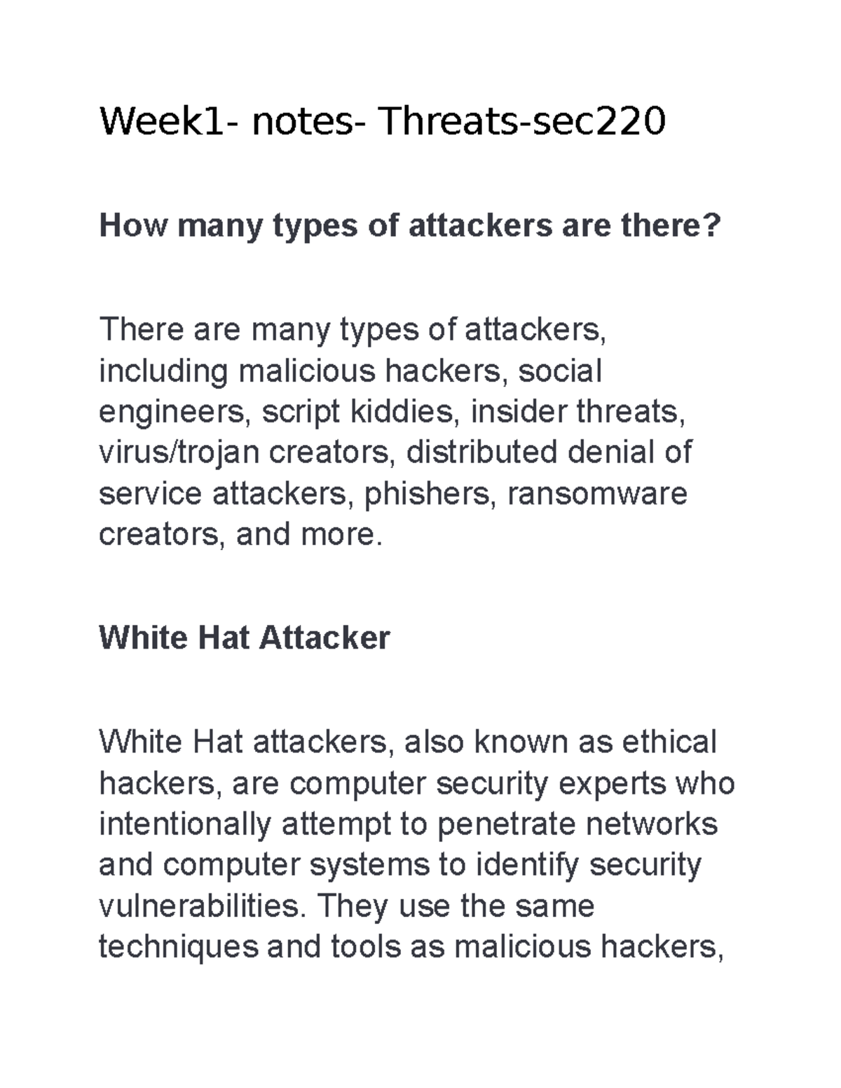 Week1- notes-Threats - What are Threats?Explained in detail. - Week1 ...