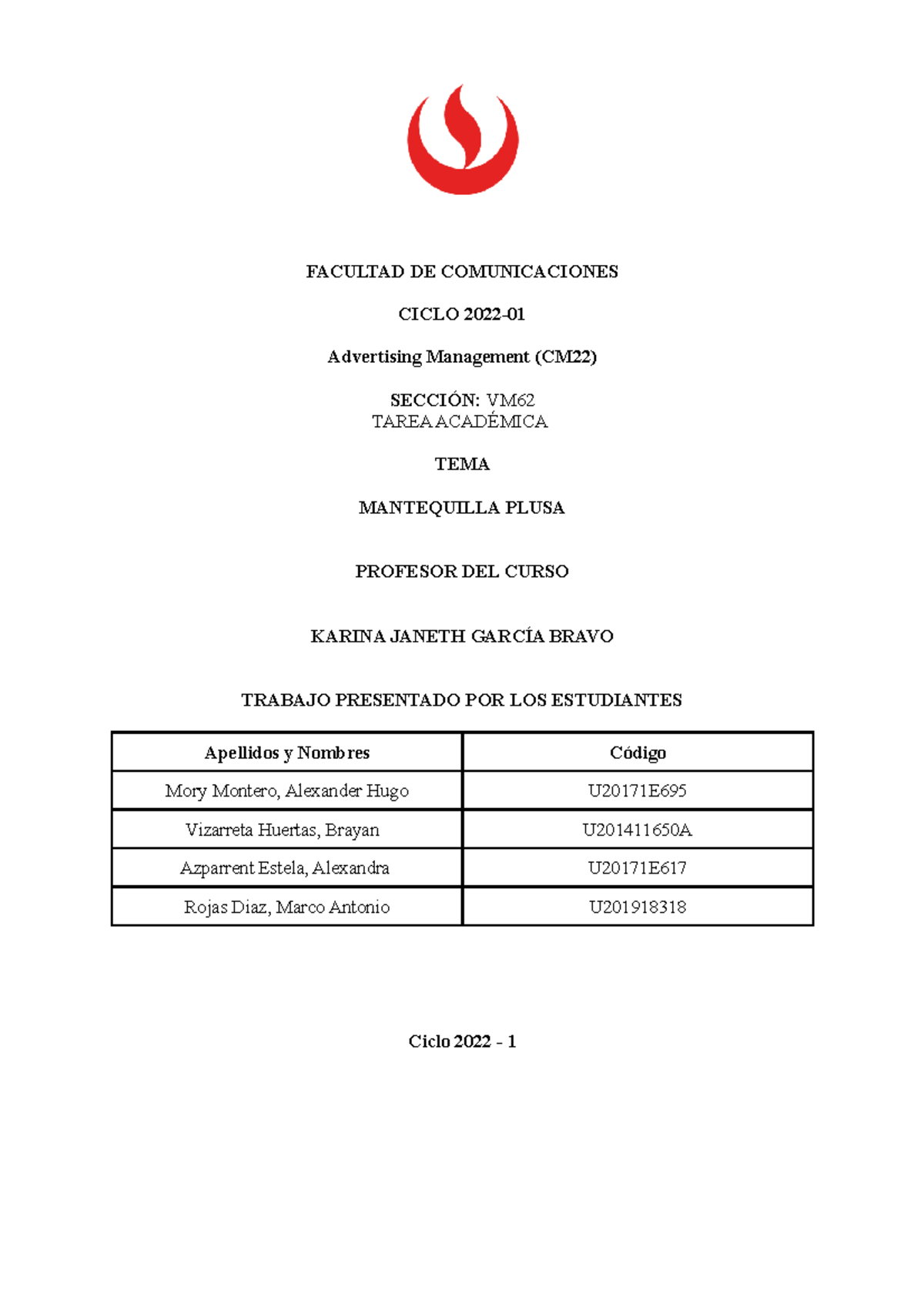 Grupo 1- Tarea Académica - FACULTAD DE COMUNICACIONES CICLO 2022 ...
