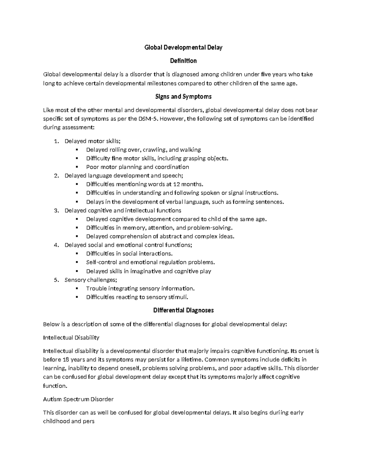 Global Developmental Delay - Global Developmental Delay Definition ...