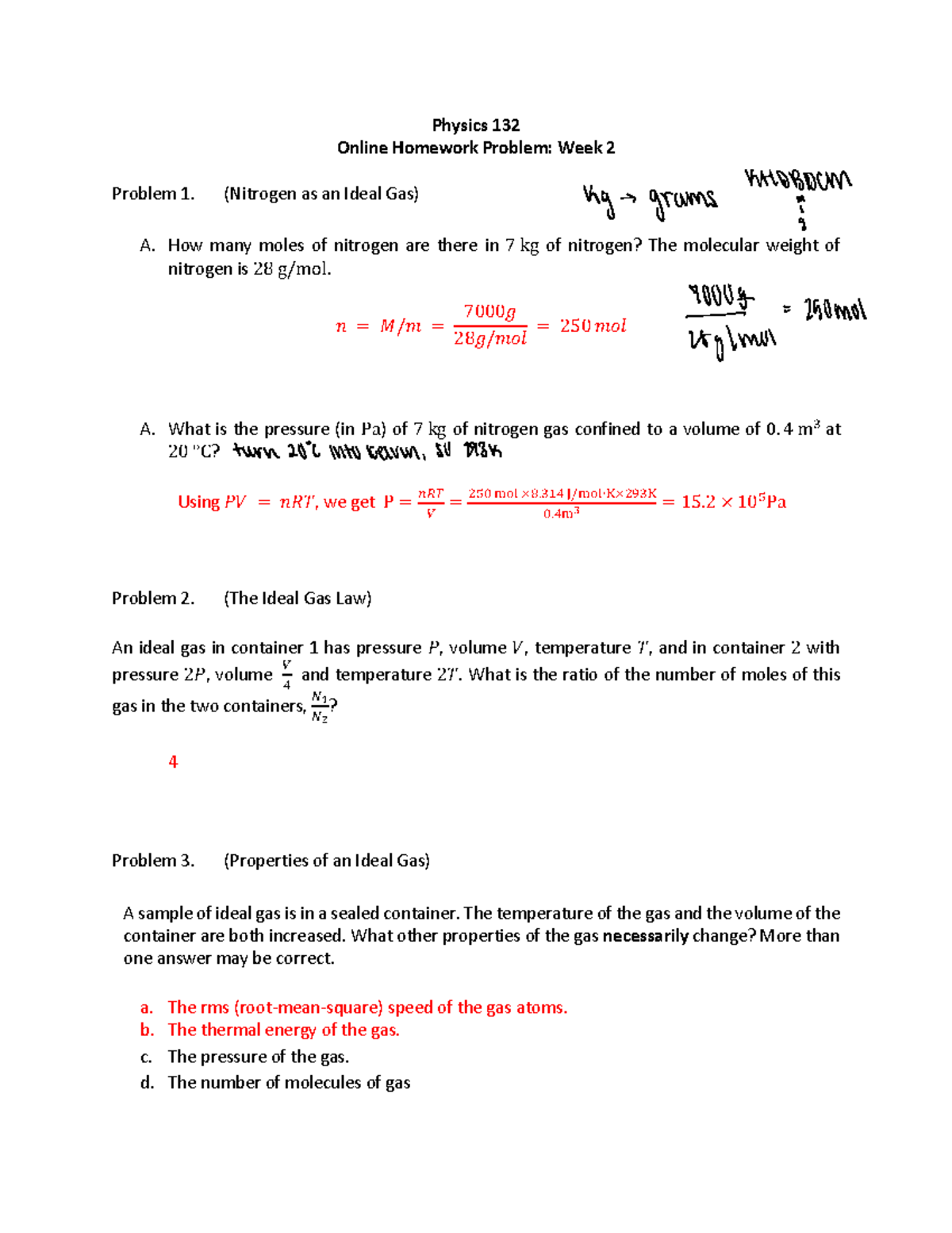 Online HW 2 - Physics 13 2 Online Homework Problem: Week 2 Problem 1 ...