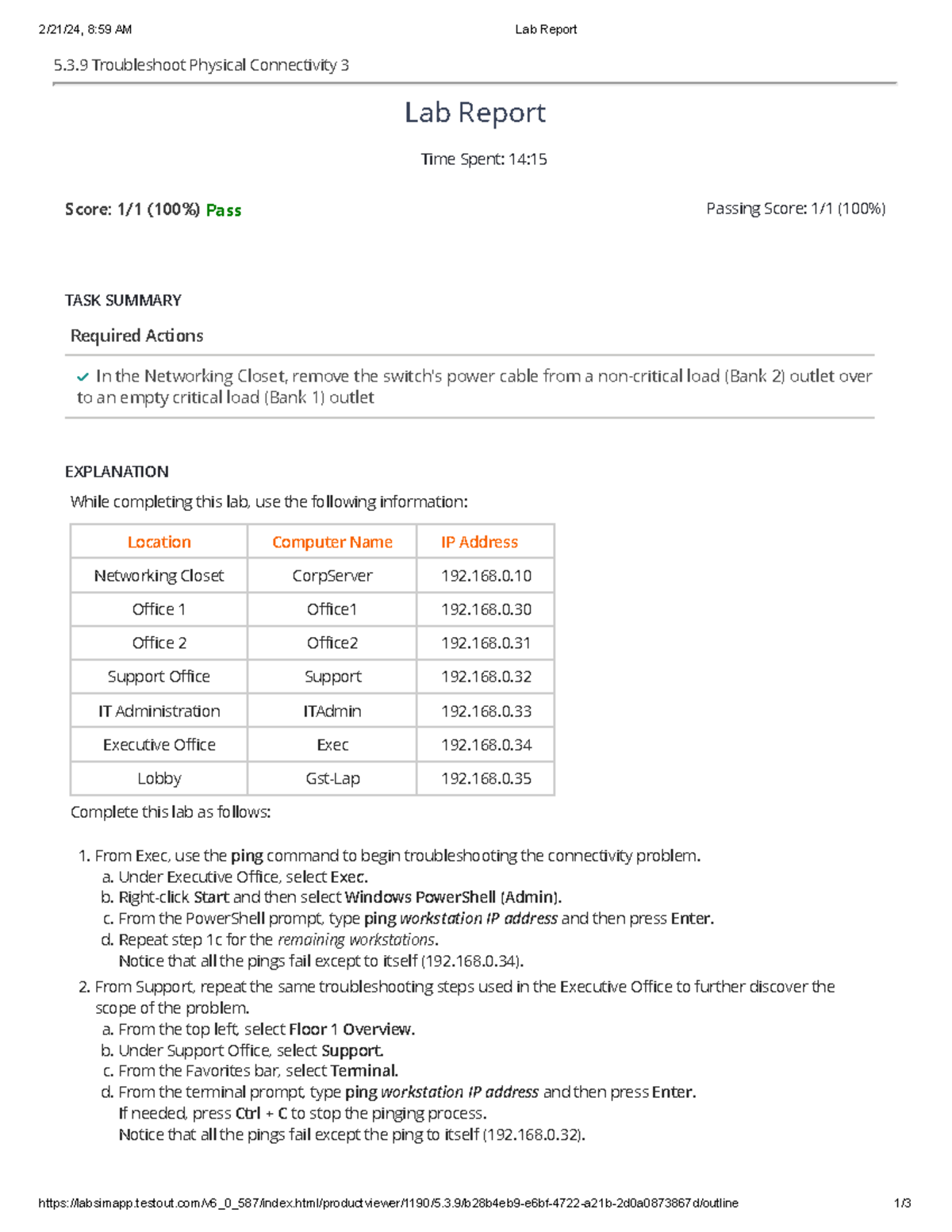 7 - Labs for Networking class. - 2/21/24, 8:59 AM Lab Report - Studocu