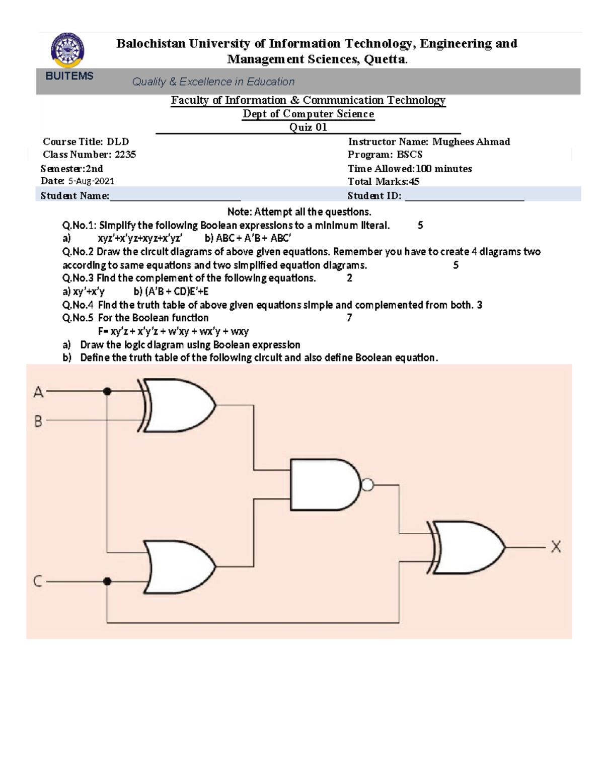 DLD 02 - This is a assessment paper. - Balochistan University of ...