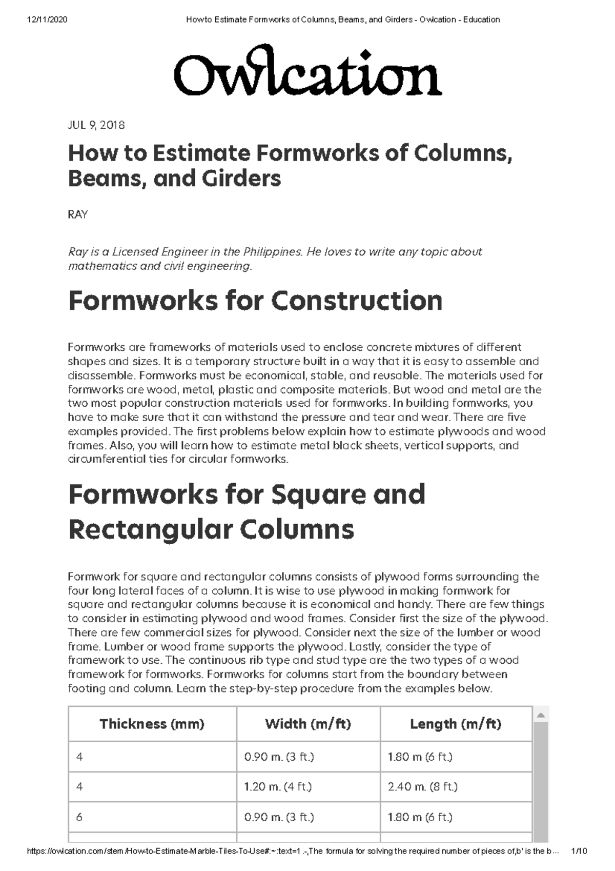 Estimate Formworks of Columns, Beams, and Girders(Calculations) - JUL 9 ...