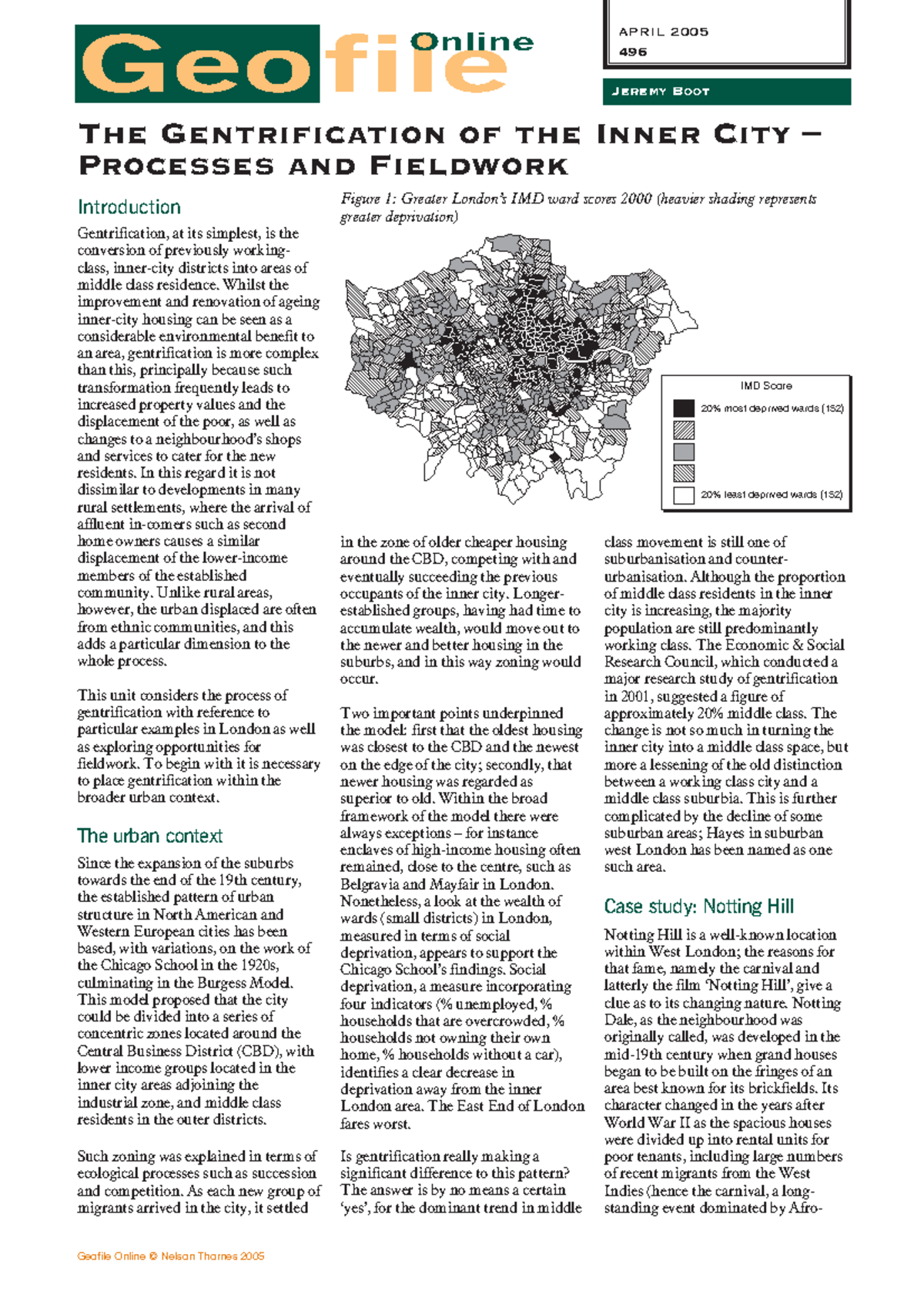 Gentrification Geofile - Introduction Gentrification, at its simplest ...
