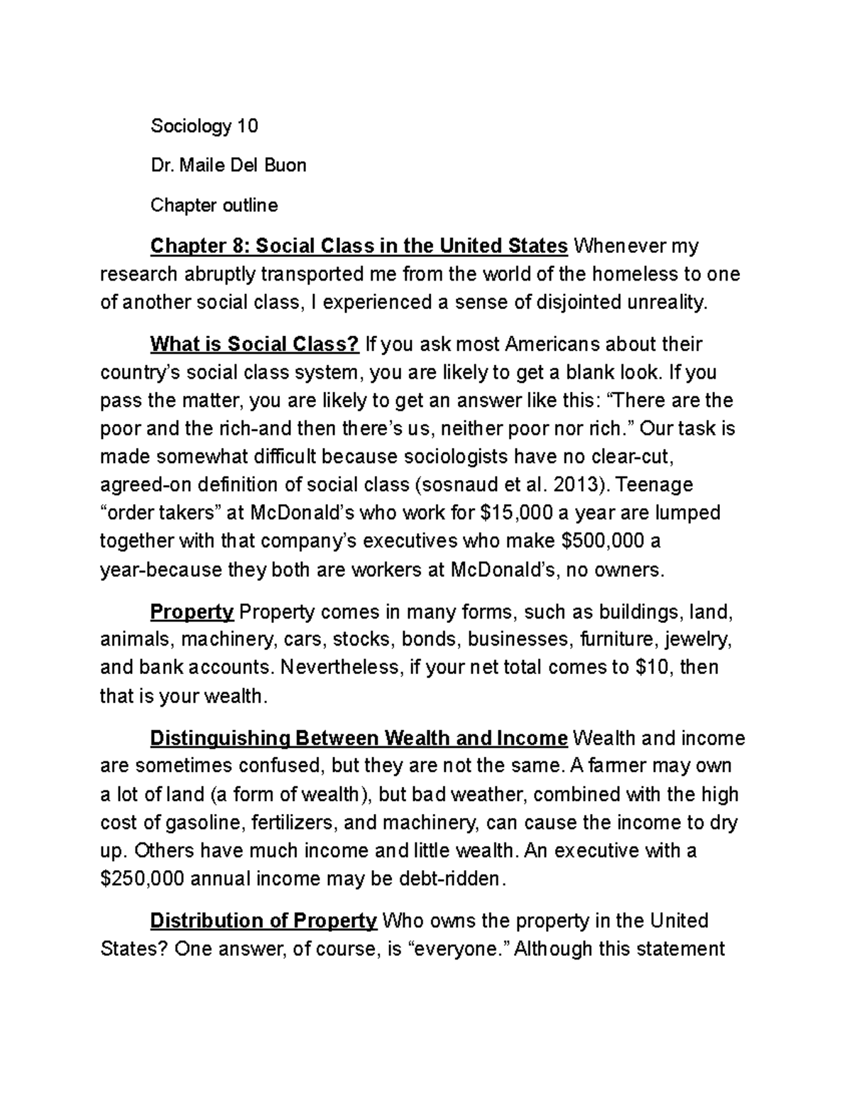 Sociology 10 chapter 8 - Sociology 10 Dr. Maile Del Buon Chapter ...