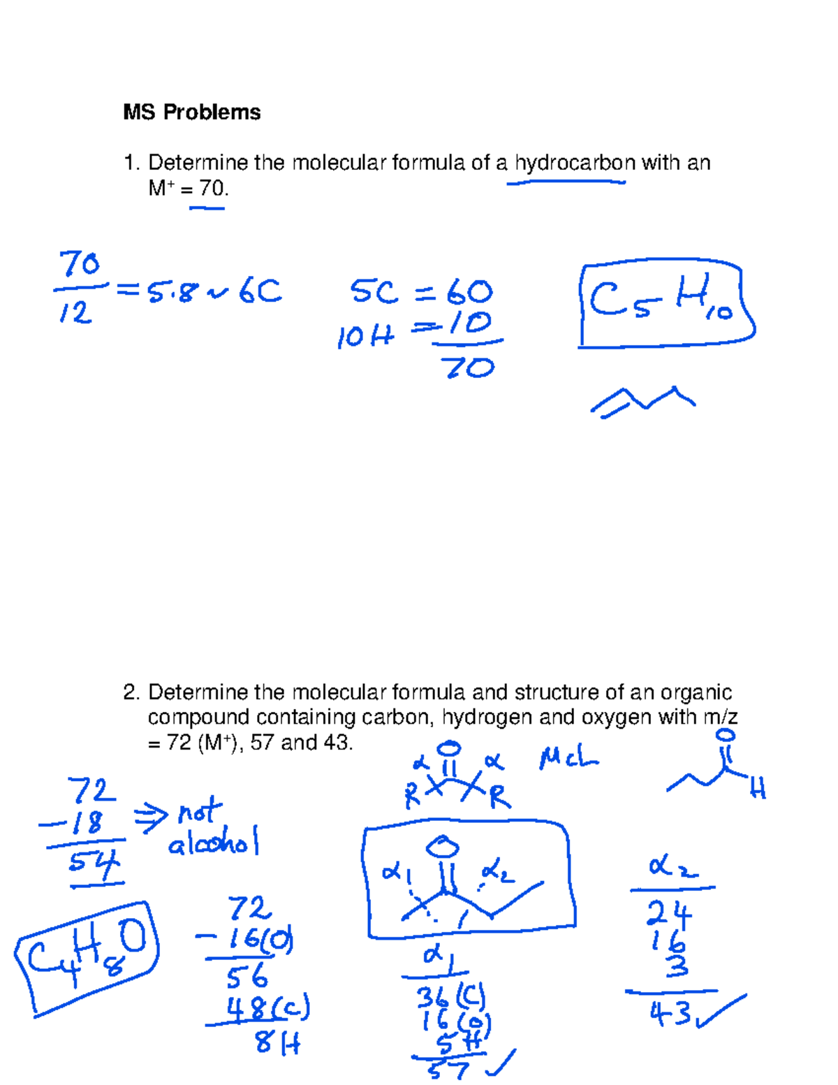 MS Problems (501) TR annotated - MS Problems Determine the molecular ...
