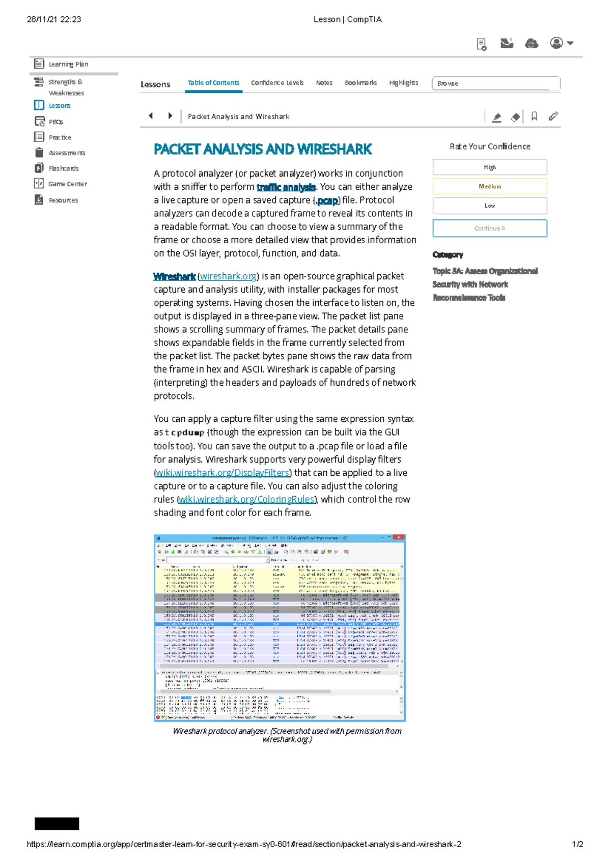 PACKET ANALYSIS AND WIRESHARK - 28/11/21 22:23 Lesson | CompTIA - Studocu