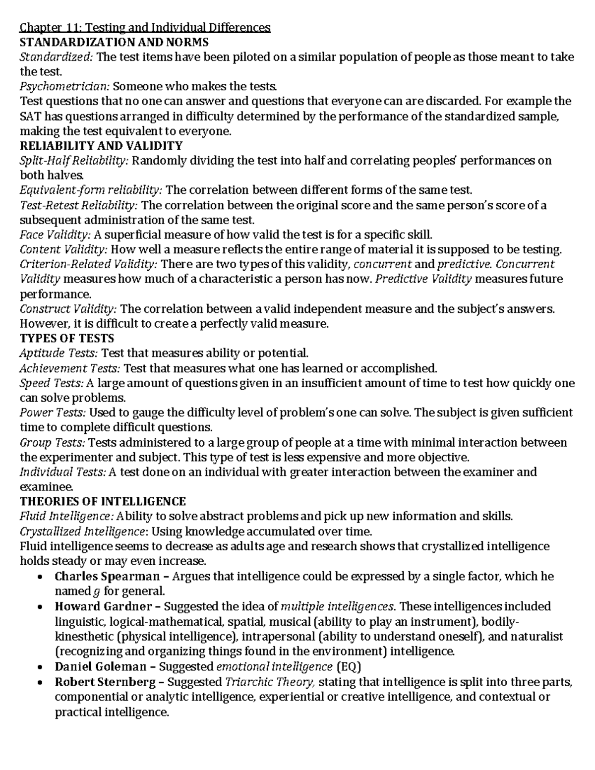 AP Psychology 28-28 - Chapter 11: Testing and Individual Differences ...