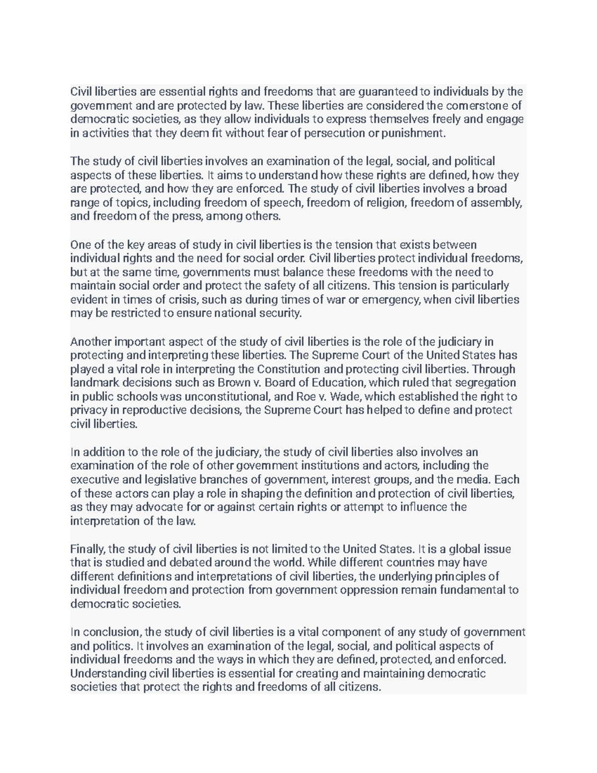 US National Government - Civil liberties are essential rights and ...