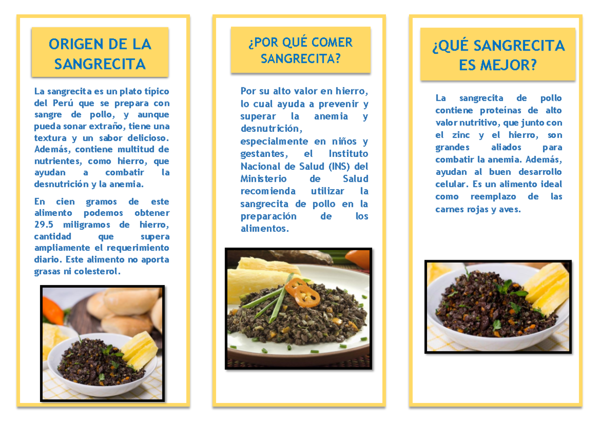 Triptico sangrecita - øQU... SANGRECITA ES MEJOR? La sangrecita es un plato tÌpico del Per ̇ que ...