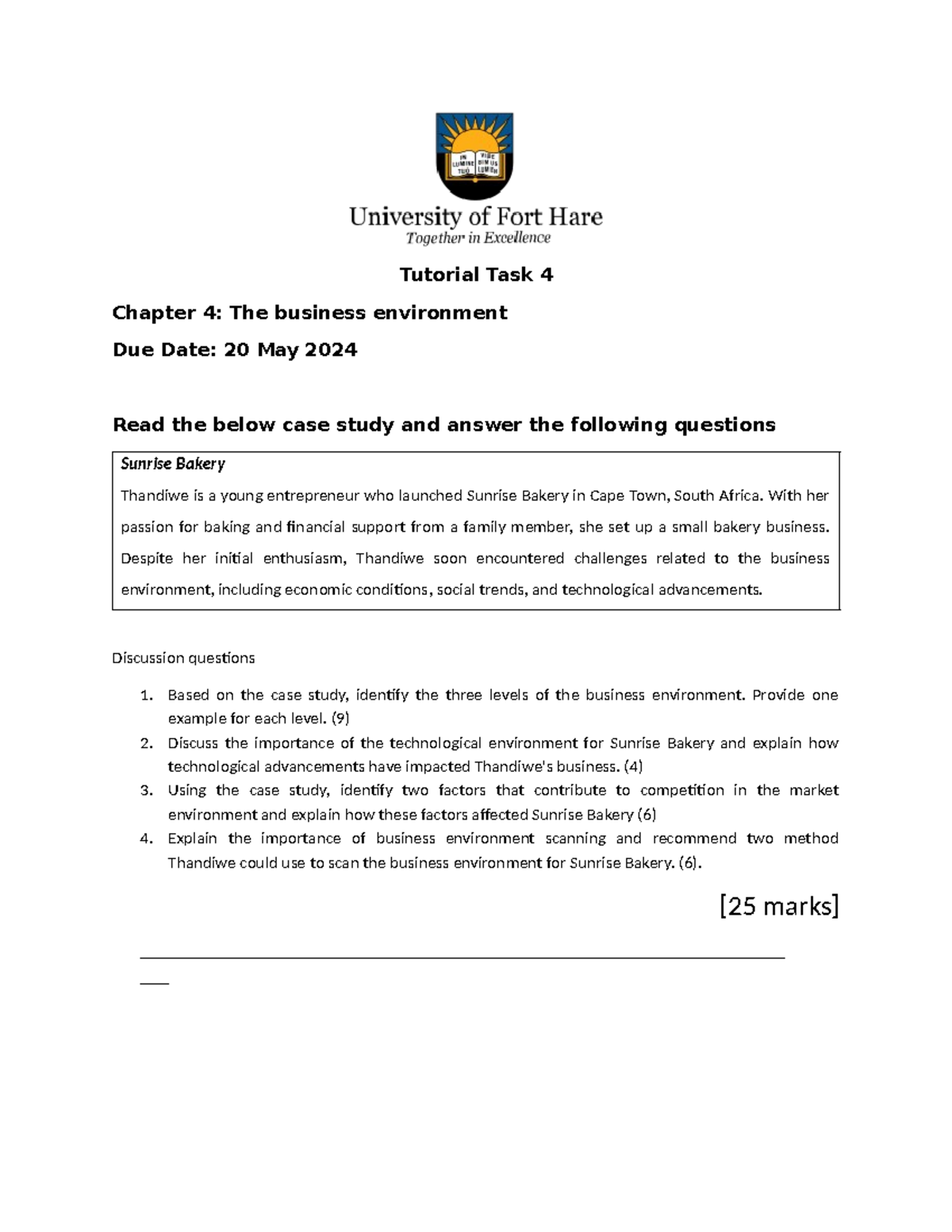 Tutorial Task 4 Questions 5132024 - Tutorial Task 4 Chapter 4: The ...