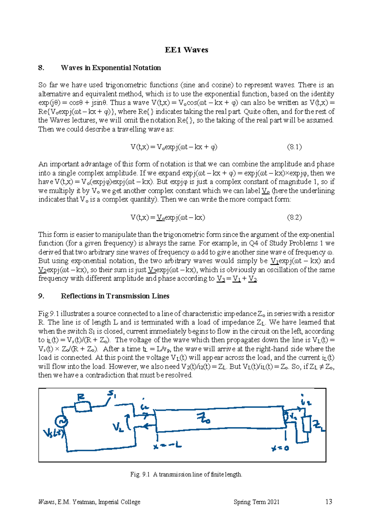 EE1 Waves 2021 Notes part 4 v1 - EE1 Waves 8. Waves in Exponential ...