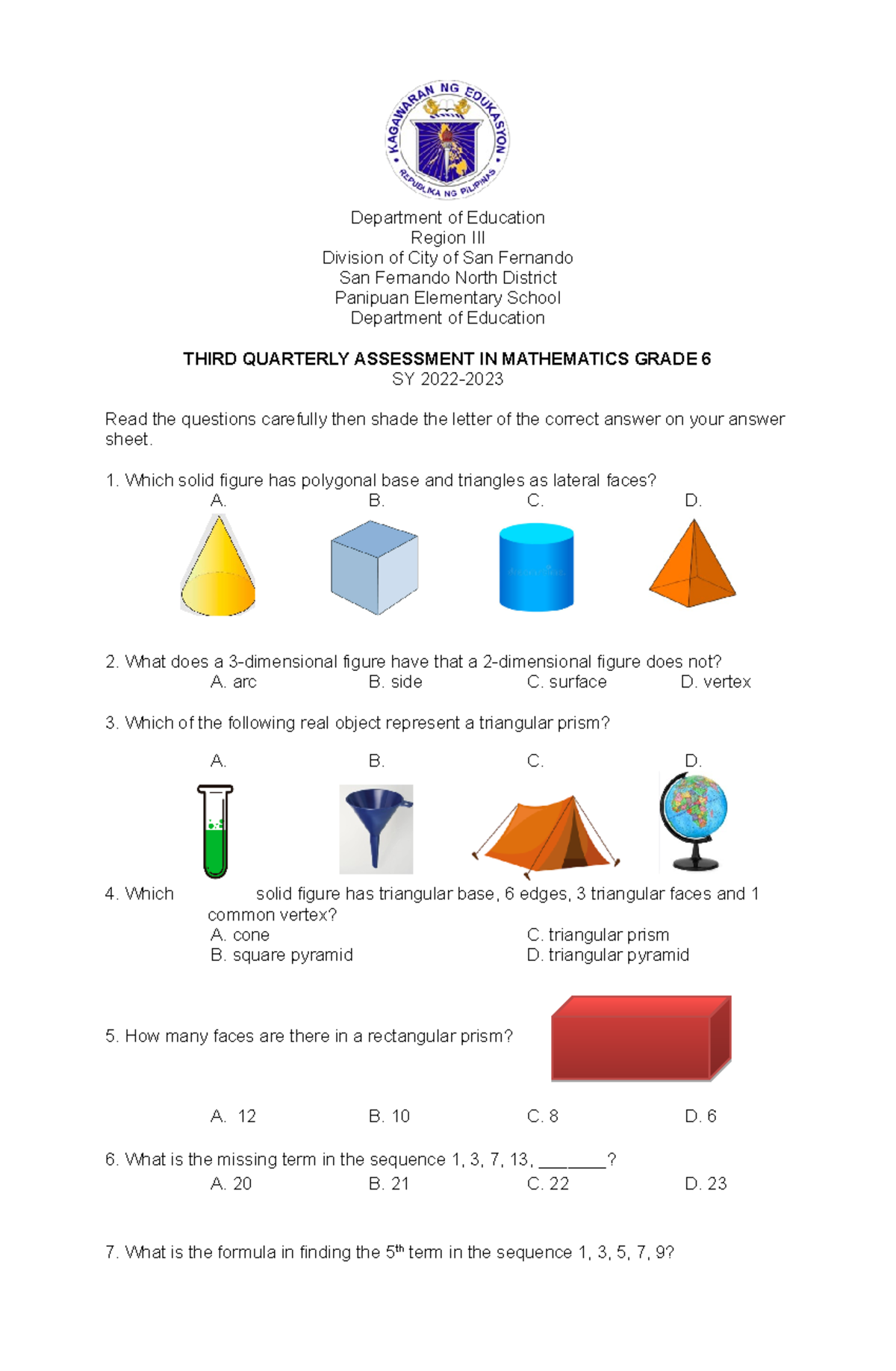 3rd Mathematics G6 edited - Department of Education Region III Division ...