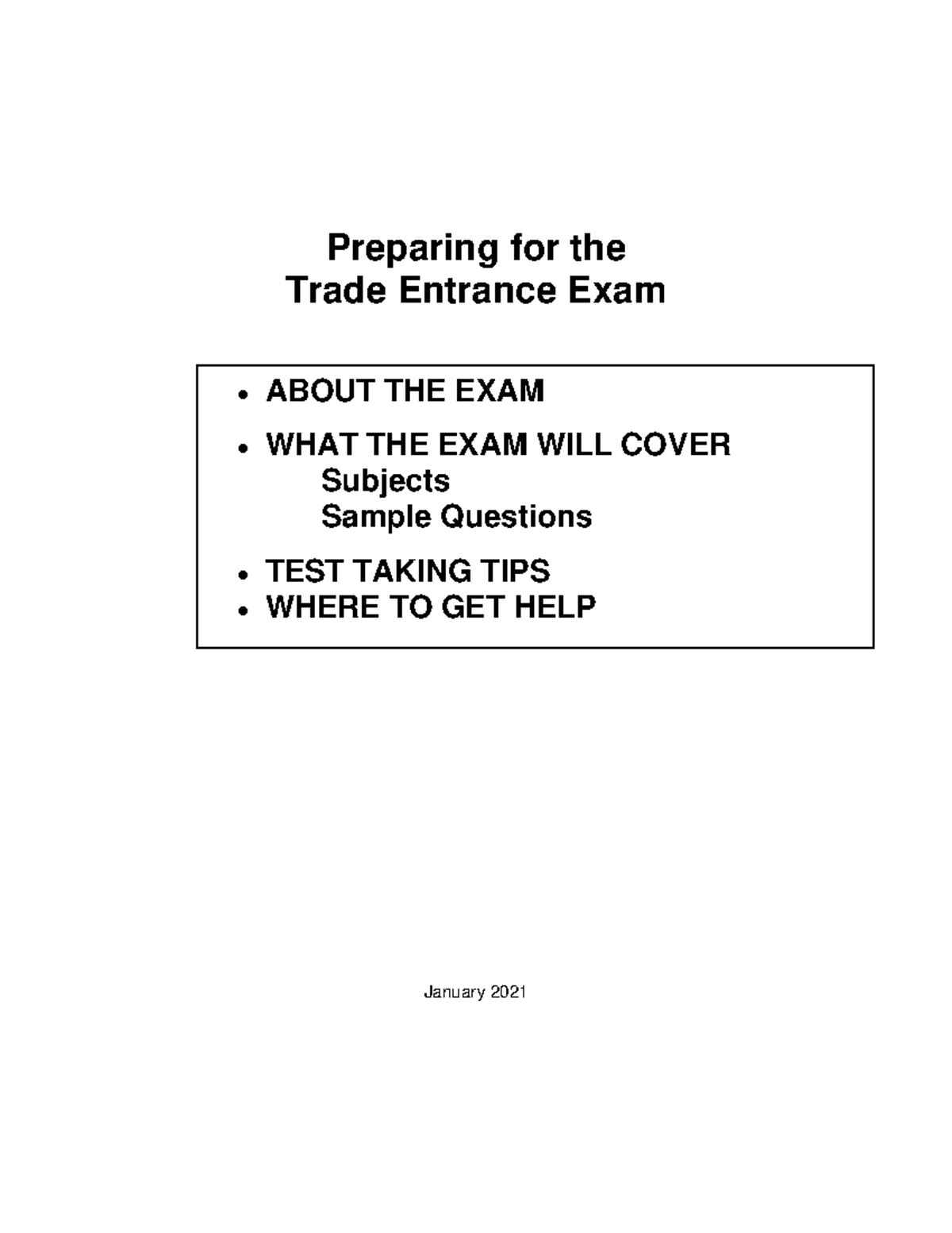 Trade Entrance Exam - Study Guide - Participant version - Preparing for ...