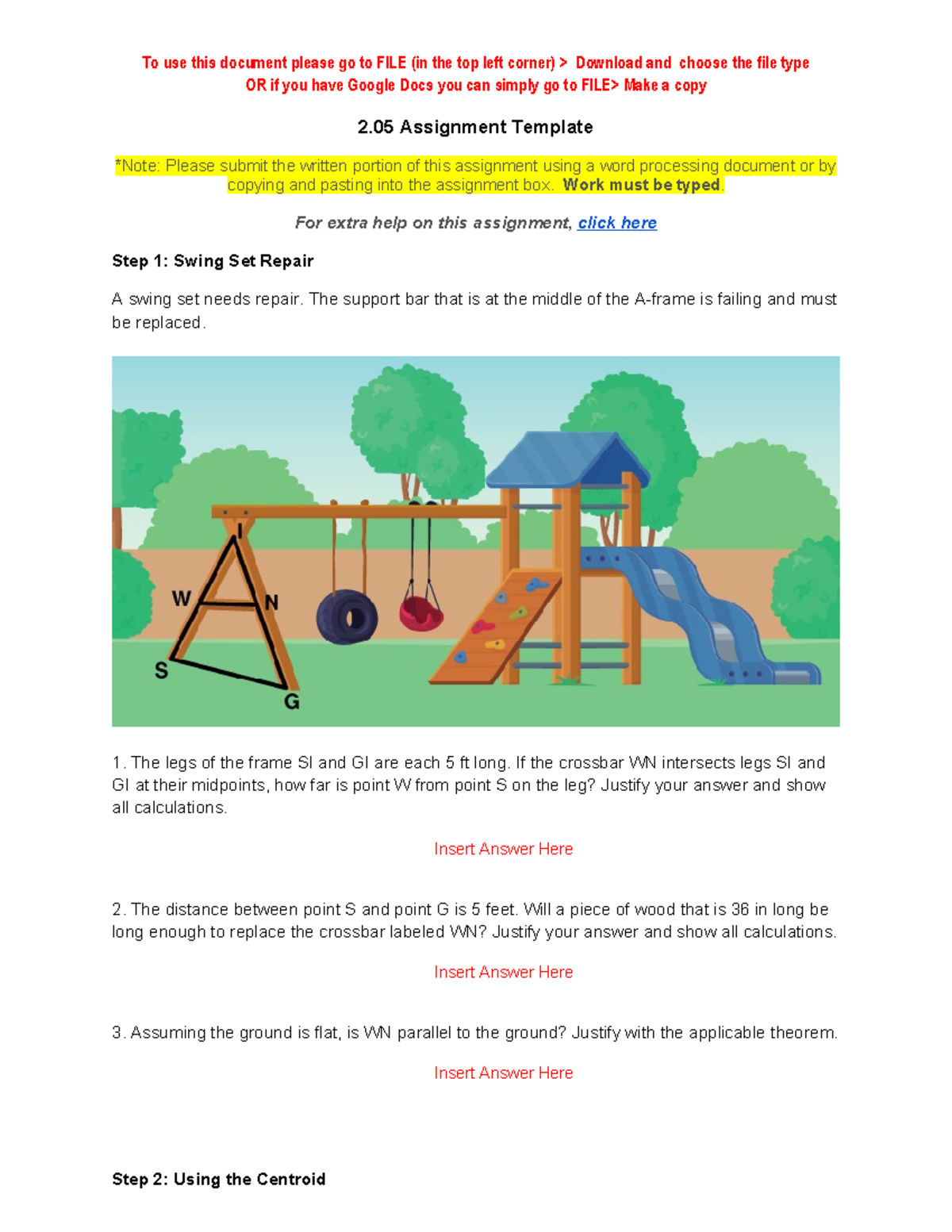V22 2.05 Template - Geometry assignment - To use this document please ...