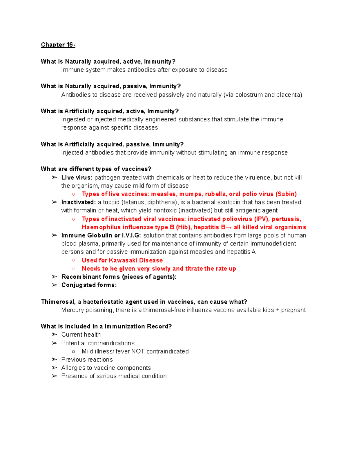 Types of Immunity Vaccines and Immunization Record - Studocu