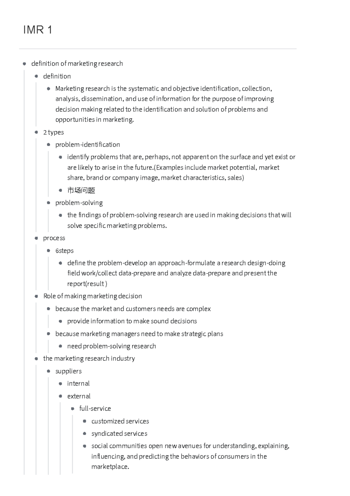 IMR 1 mind mapping - hoping can help ! - IMR 1 definition of marketing research definition ...