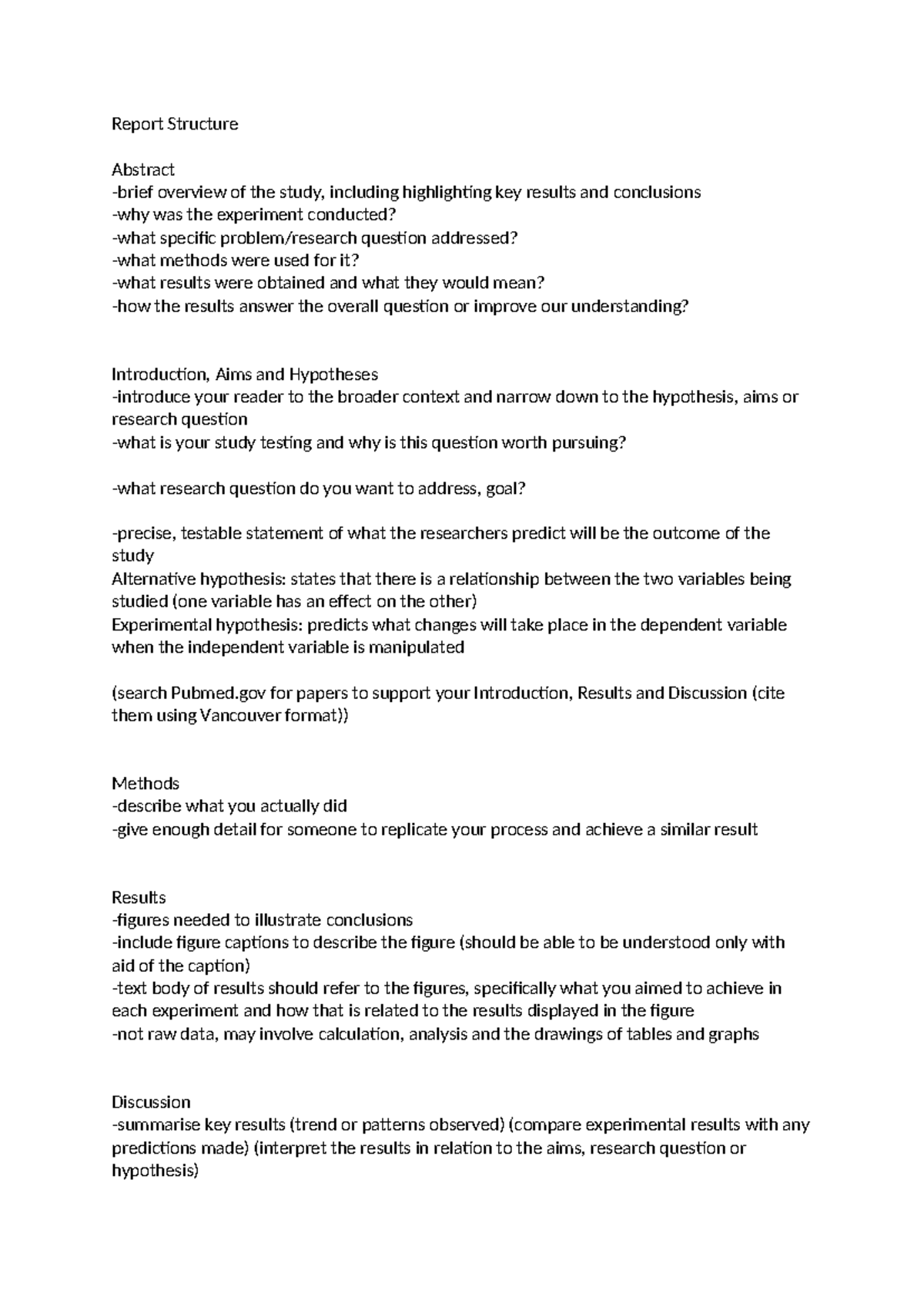 Workshop 05:04:22 - Notes for the lecture - Report Structure Abstract ...