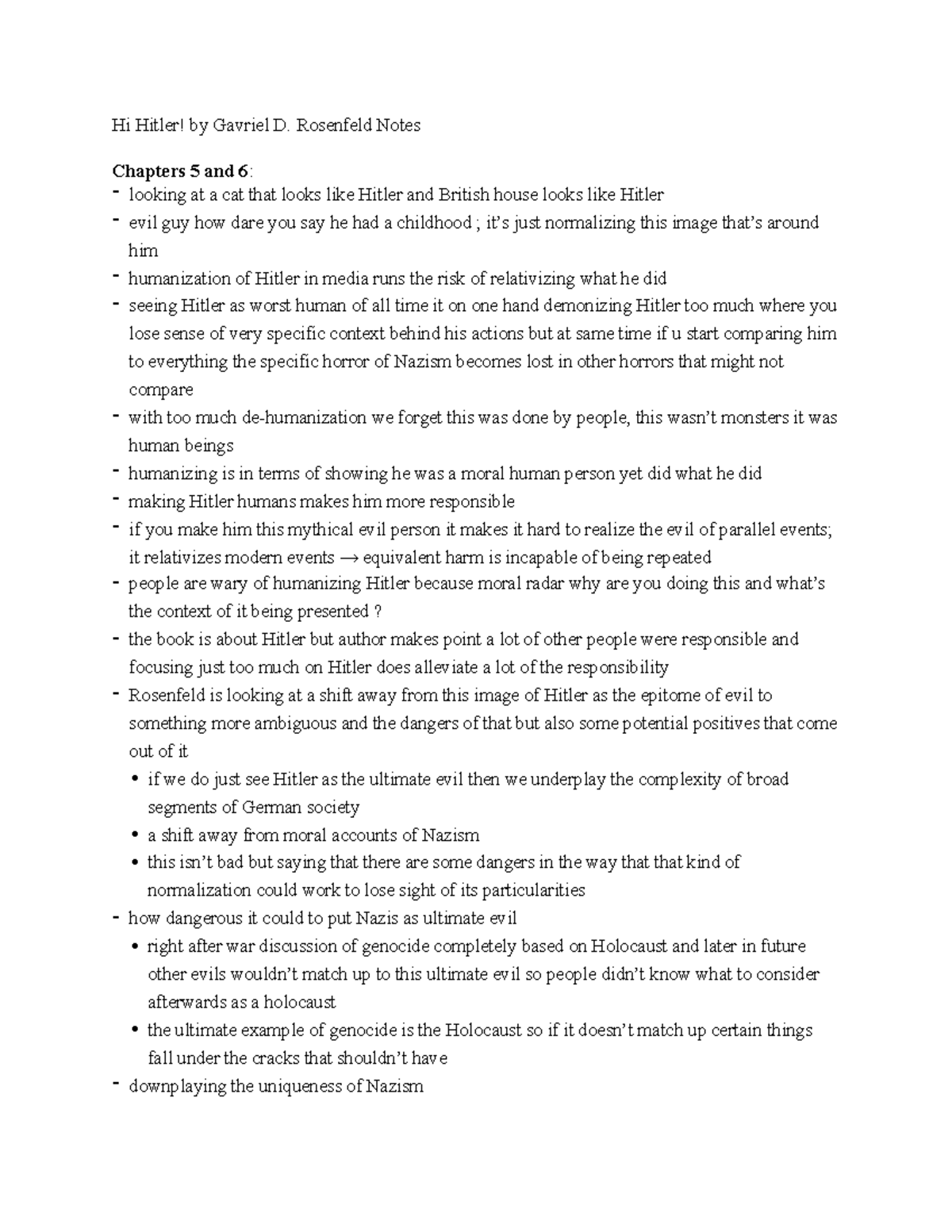 Hi Hitler Notes - Dr. Drummond - Hi Hitler! by Gavriel D. Rosenfeld ...