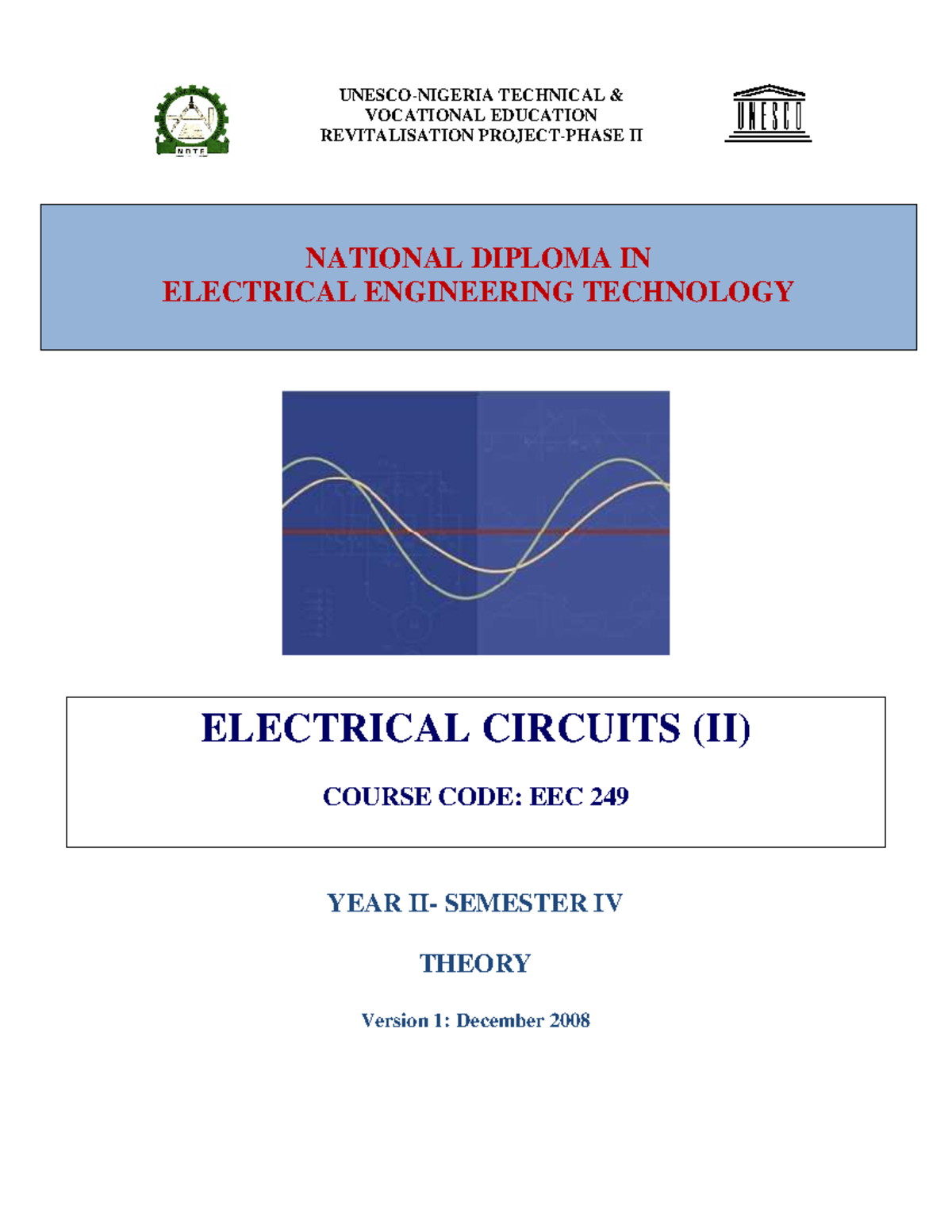 Electrical Circuits II - Year II - Semester IV - UNES VO REVITA YEA Ve ...