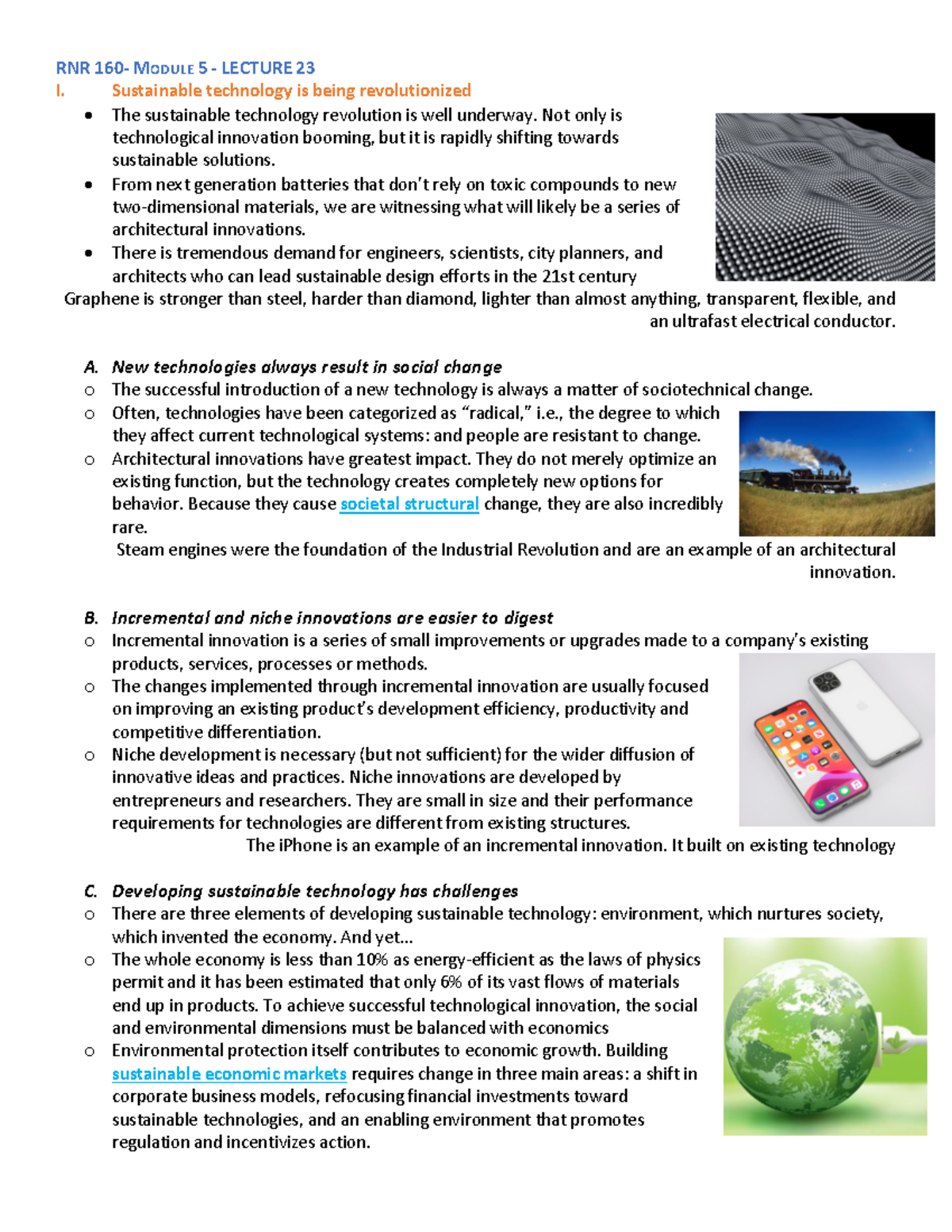 RNR 160- Module 5 - Lecture 23 - I. Sustainable technology is being ...