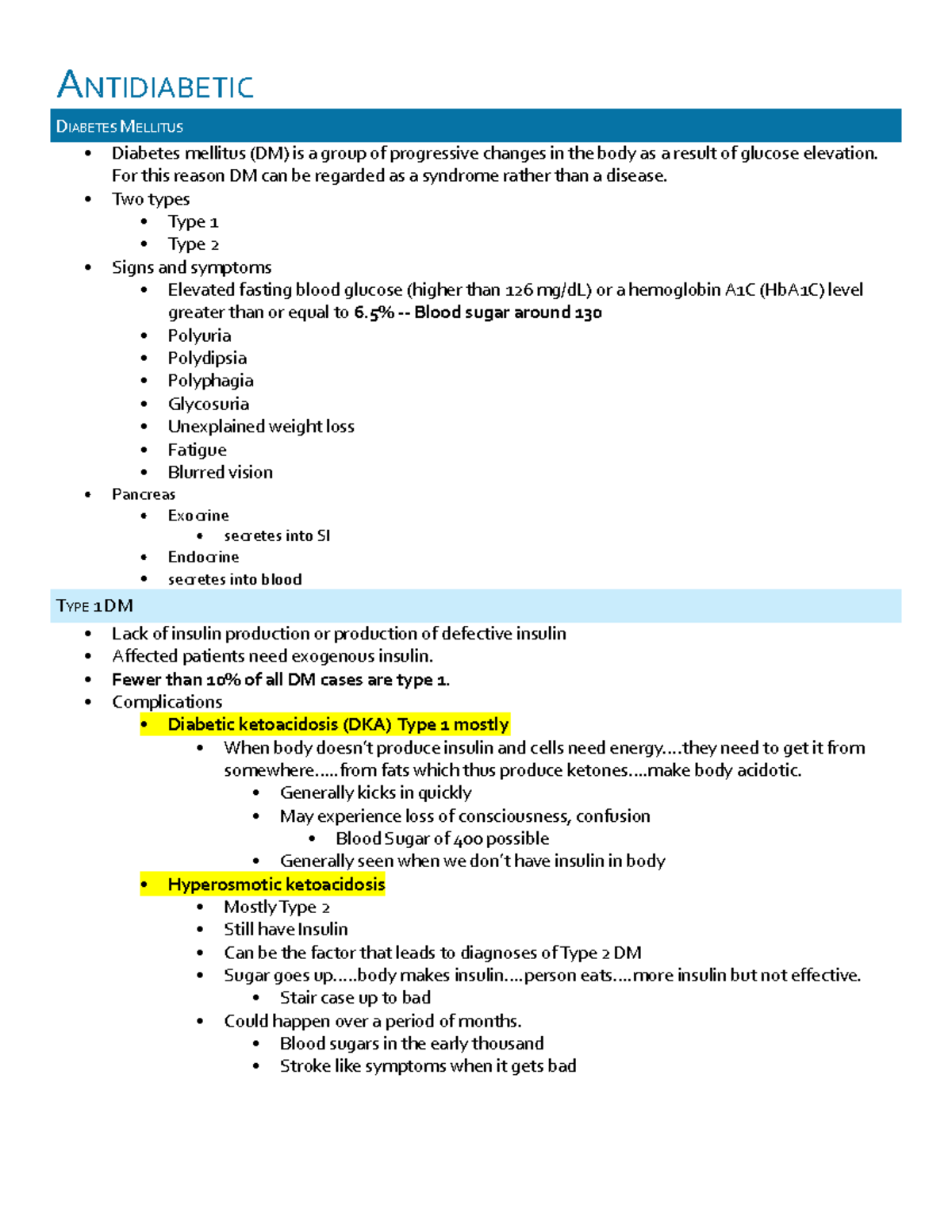 Antidiabetic - notes for nursing students - ANTIDIABETIC DIABETES ...