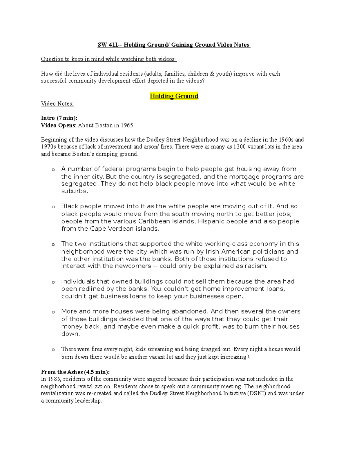 Holding Ground and Gaining Ground Video Outline and Notes - SW 411 ...