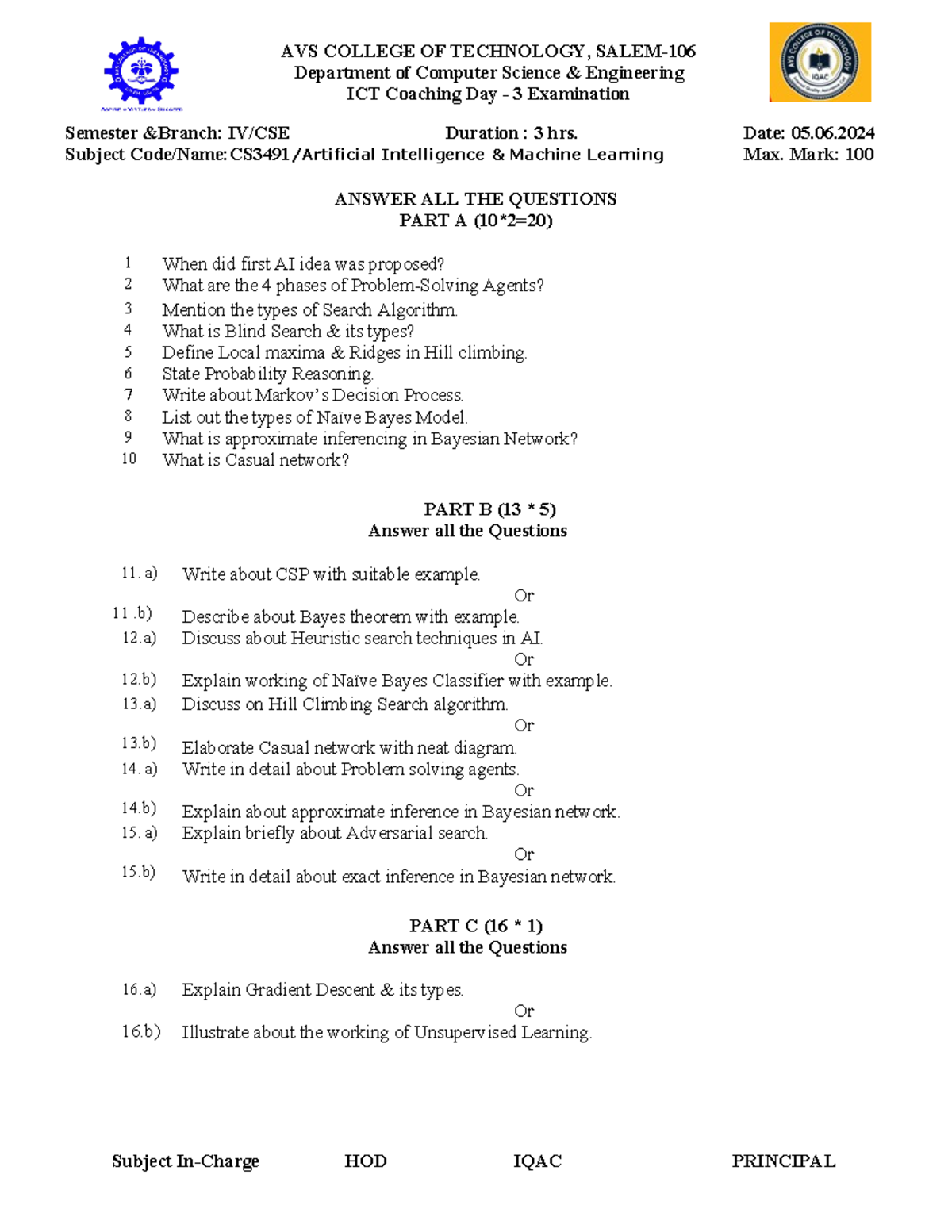 ICT - 3 AI&ML - AVS COLLEGE OF TECHNOLOGY, SALEM- Department of ...