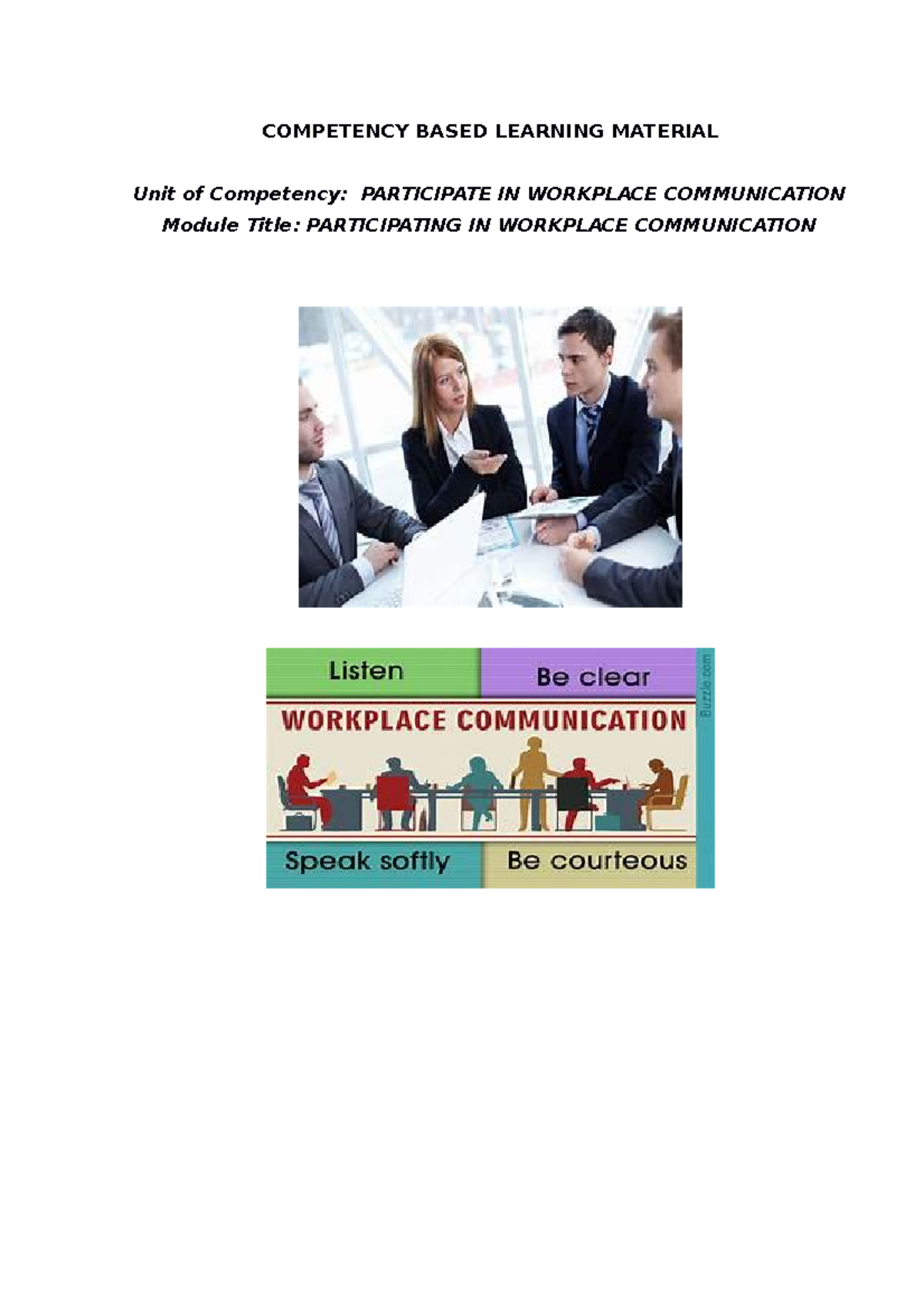 PD2 Participate in Workplace Communication - COMPETENCY BASED LEARNING ...