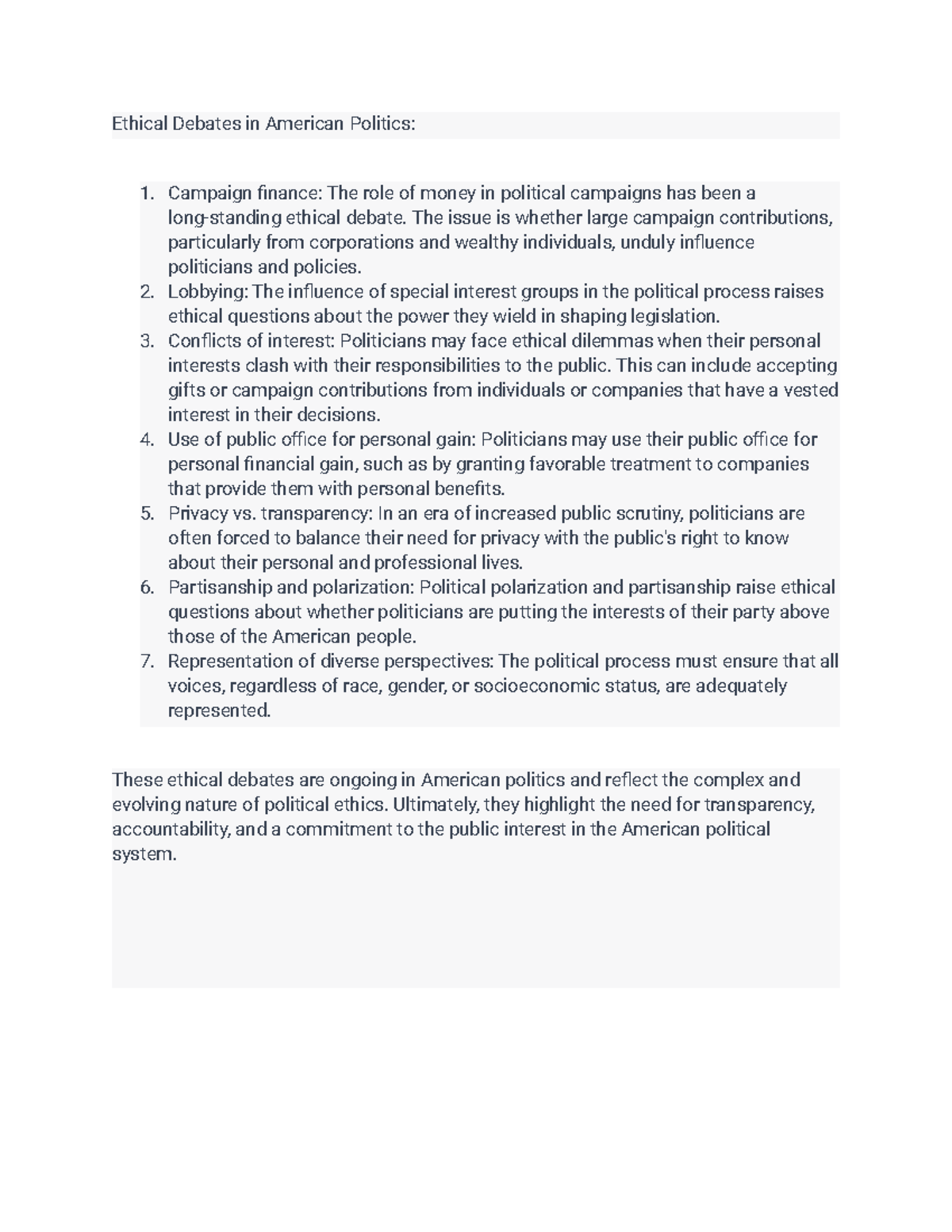 Ethical Debates in American Politics - Ethical Debates in American ...