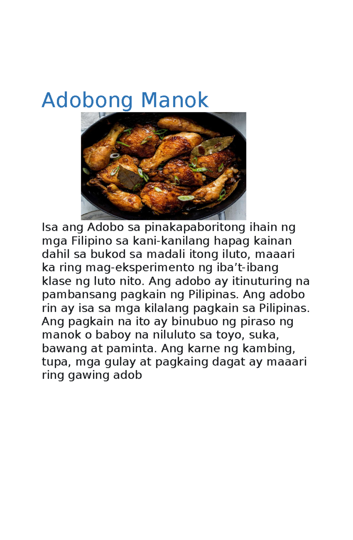 Adobong Manok - Adobong Manok Isa ang Adobo sa pinakapaboritong ihain ...