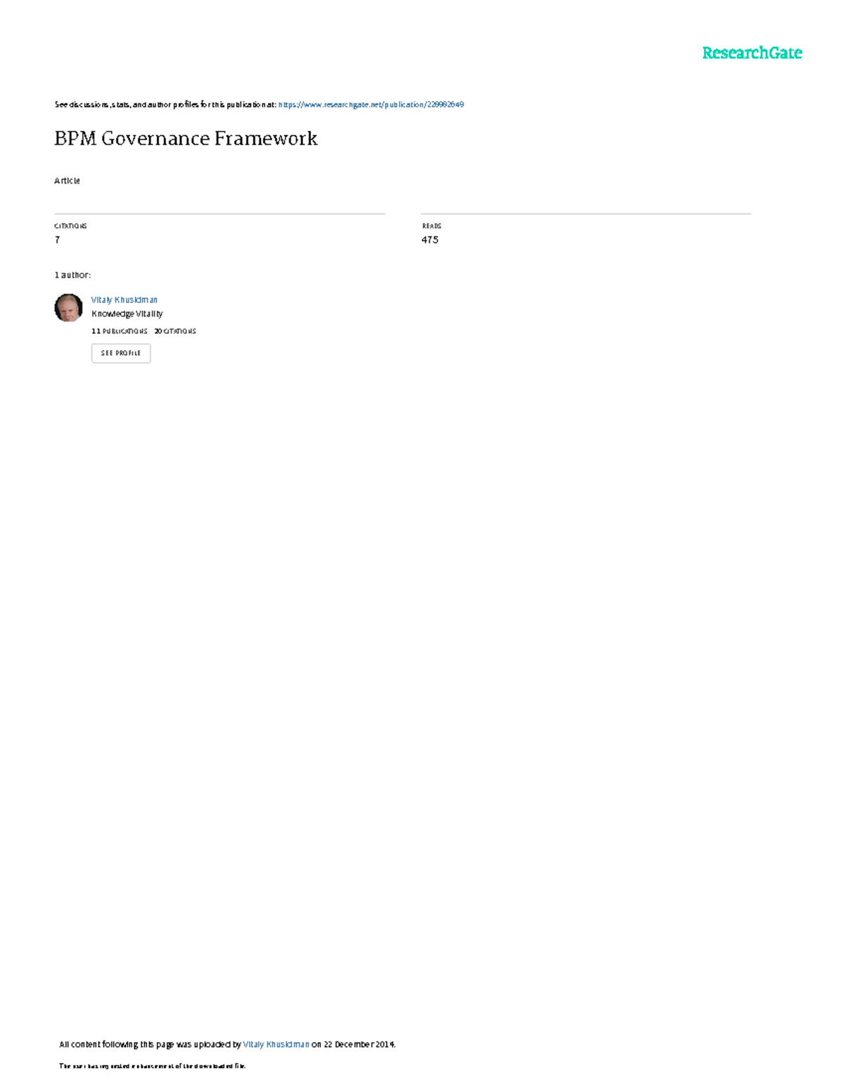 C20 BPM Governance Framework - See discussions, stats, and author ...