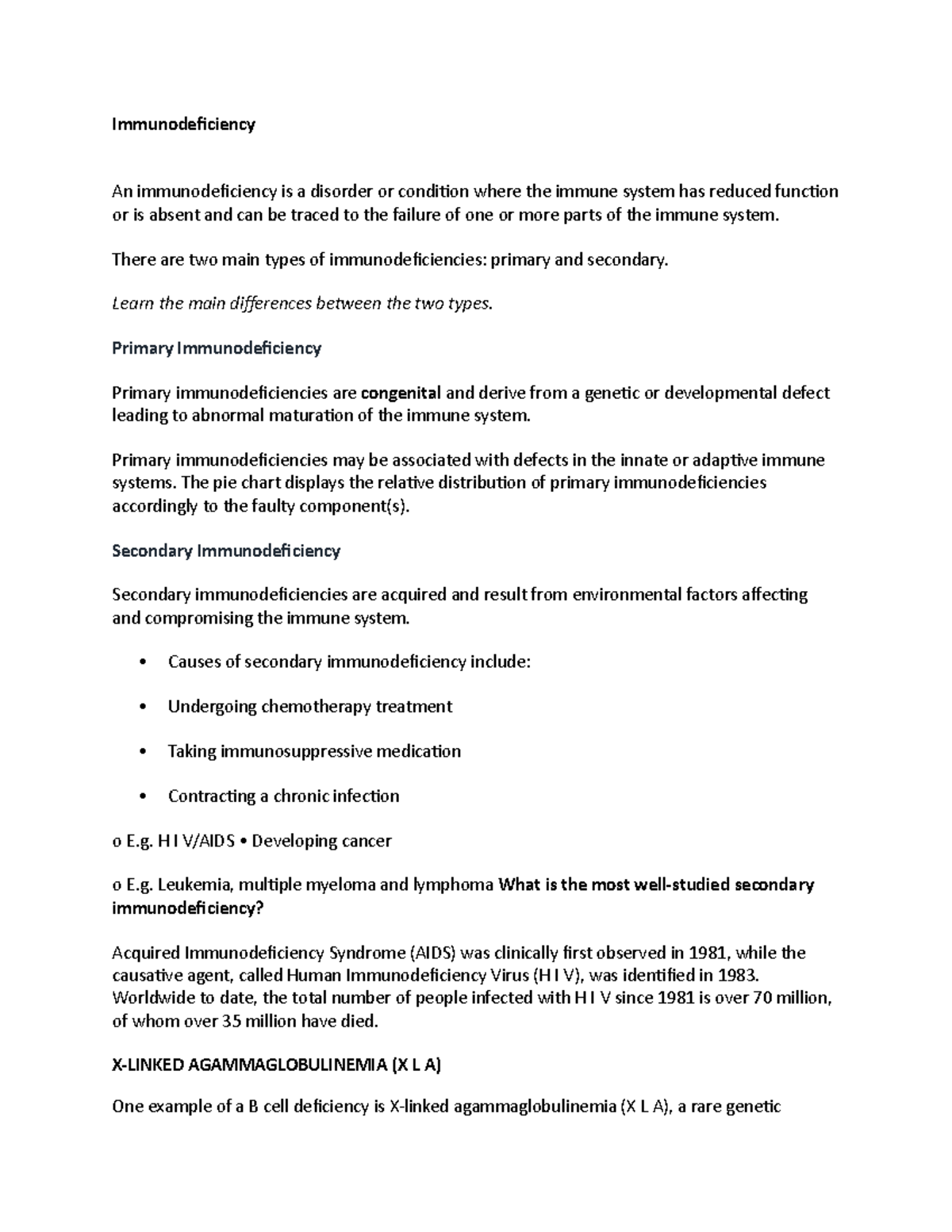 MICR Module 4 - Immunodeficiency An immunodeficiency is a disorder or ...