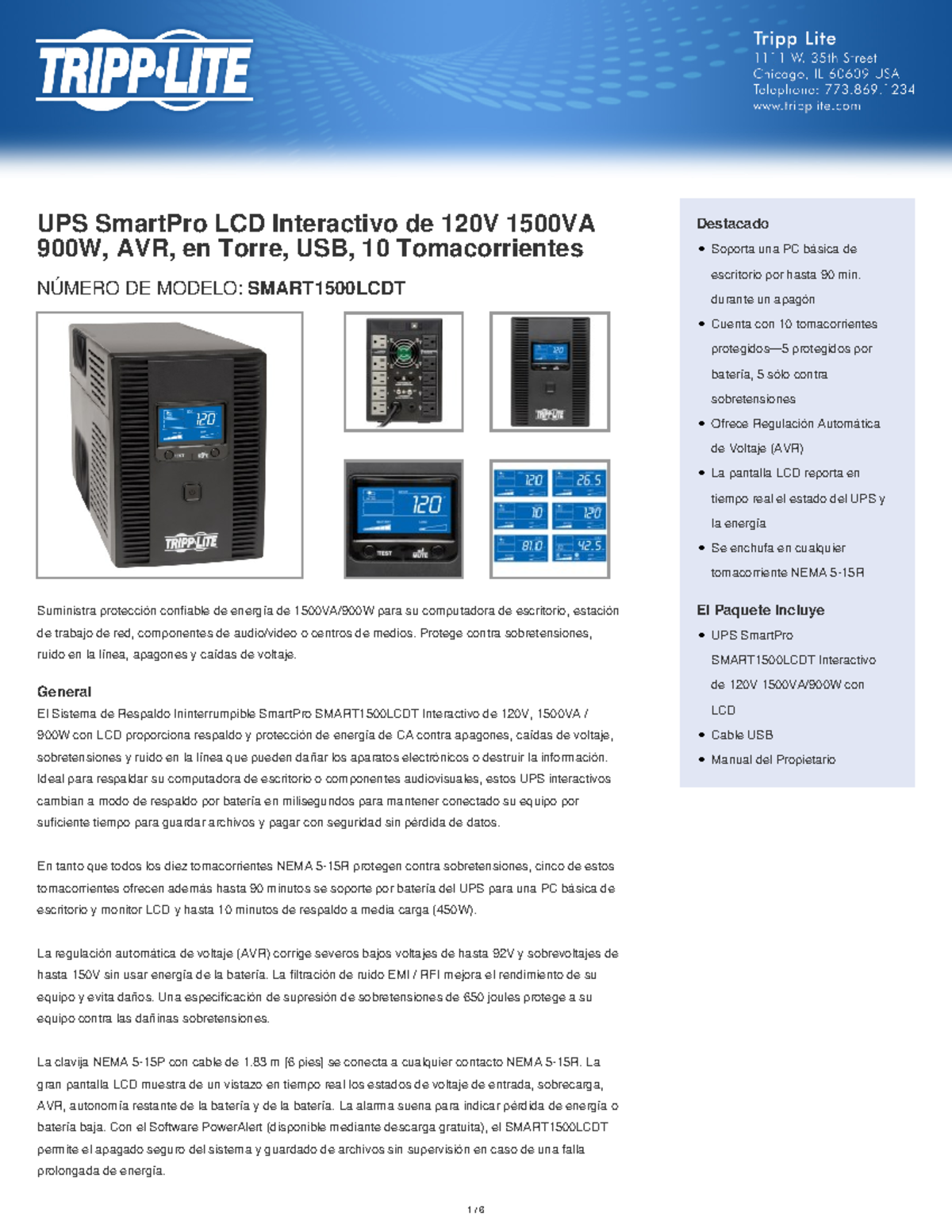 Smart 1500lcdt - material utilizado - UPS SmartPro LCD Interactivo de ...