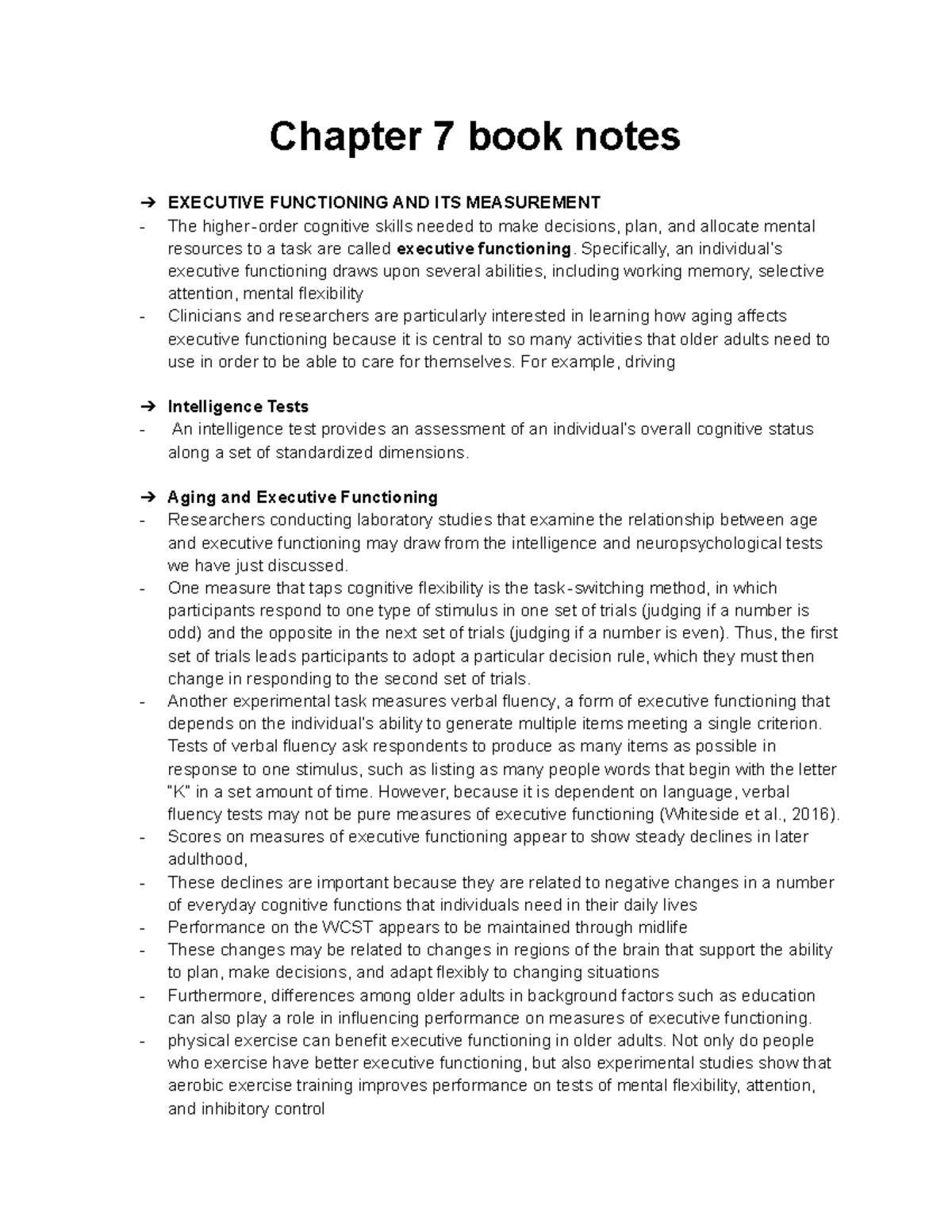 Chapter 7 book notes psych 322 - Chapter 7 book notes EXECUTIVE ...