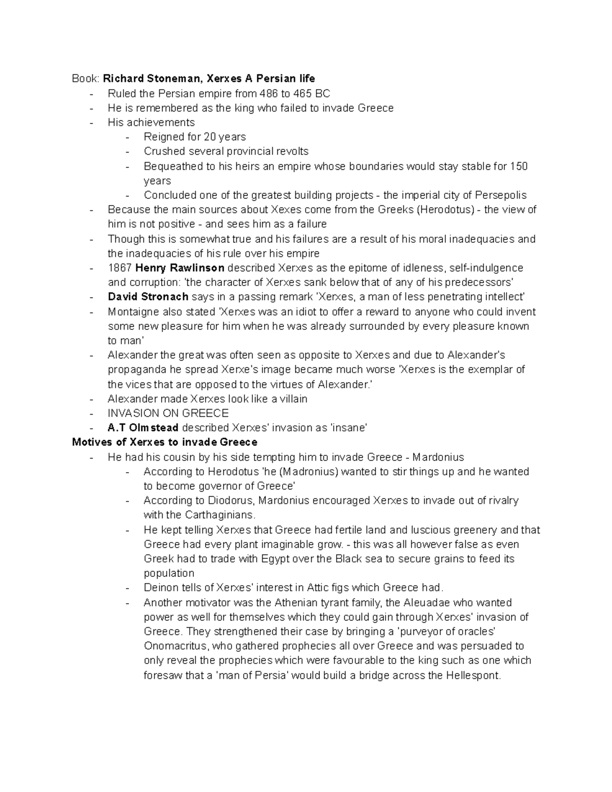 Persia Notes - Book: Richard Stoneman, Xerxes A Persian life - Ruled ...