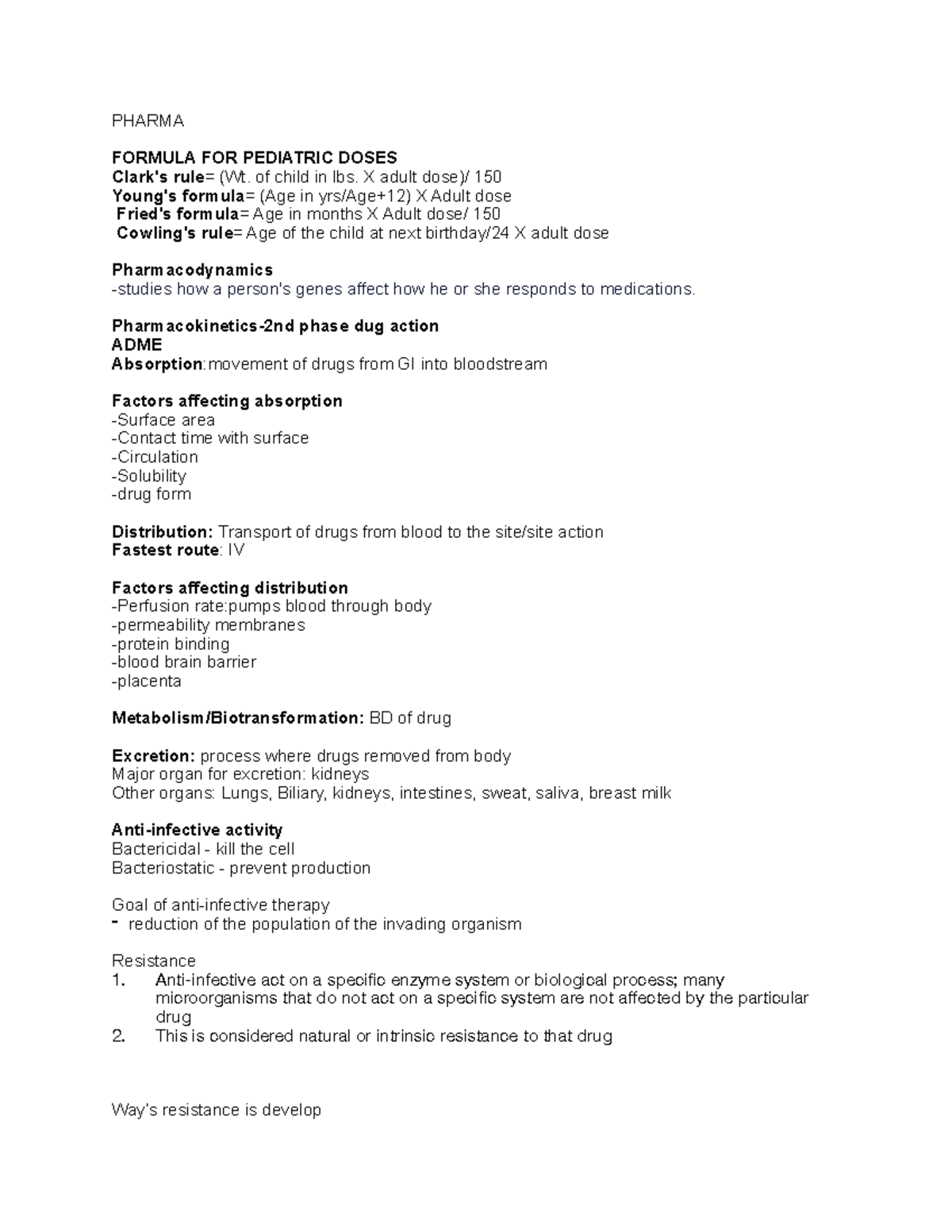 Pharma-Finals - PHARMA - PHARMA FORMULA FOR PEDIATRIC DOSES Clark's ...
