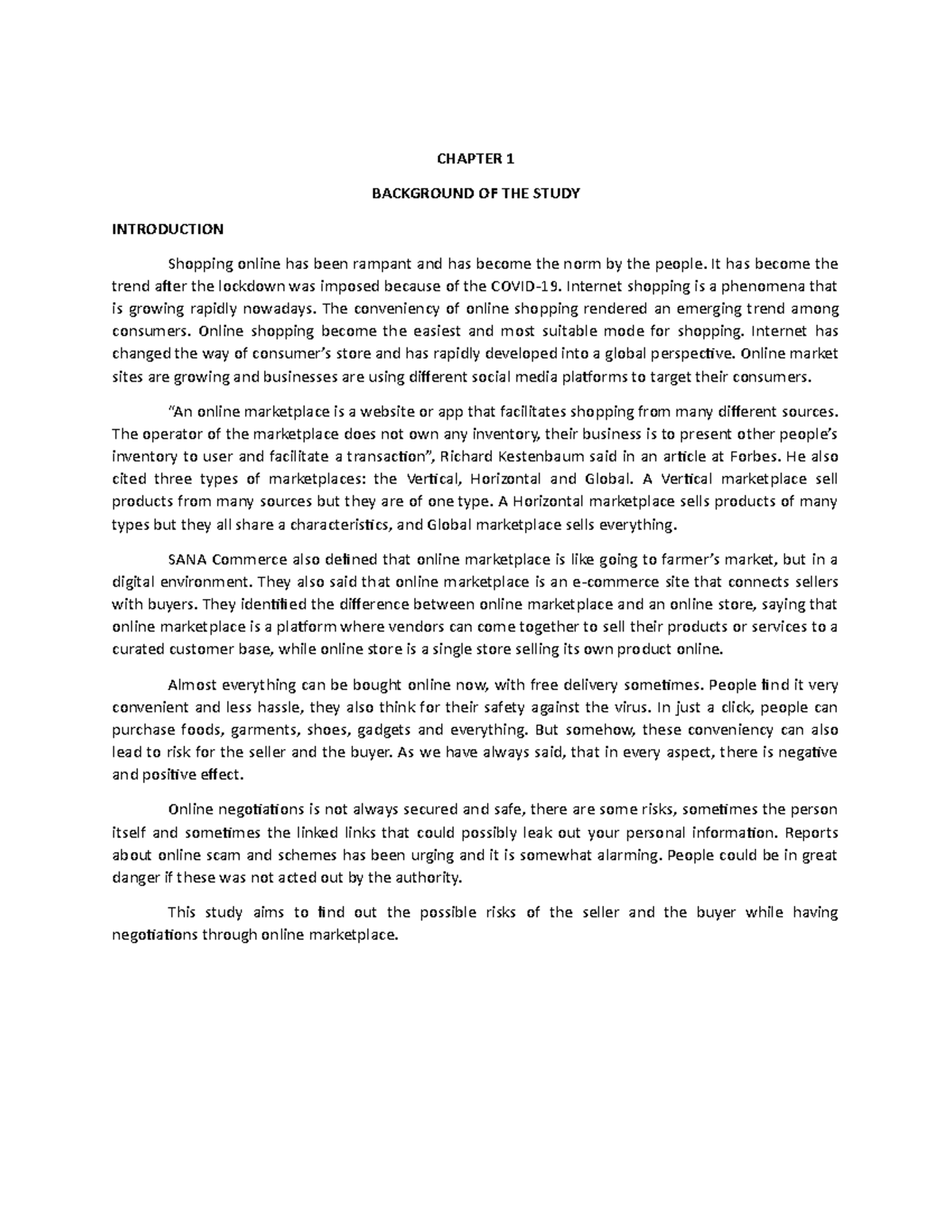 Marketing research examples - CHAPTER 1 BACKGROUND OF THE STUDY ...