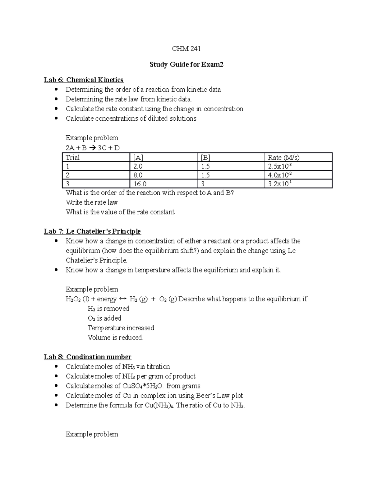 CHM 241 Study Guide 2 - Practice Notes for General Chemistry exam - CHM ...