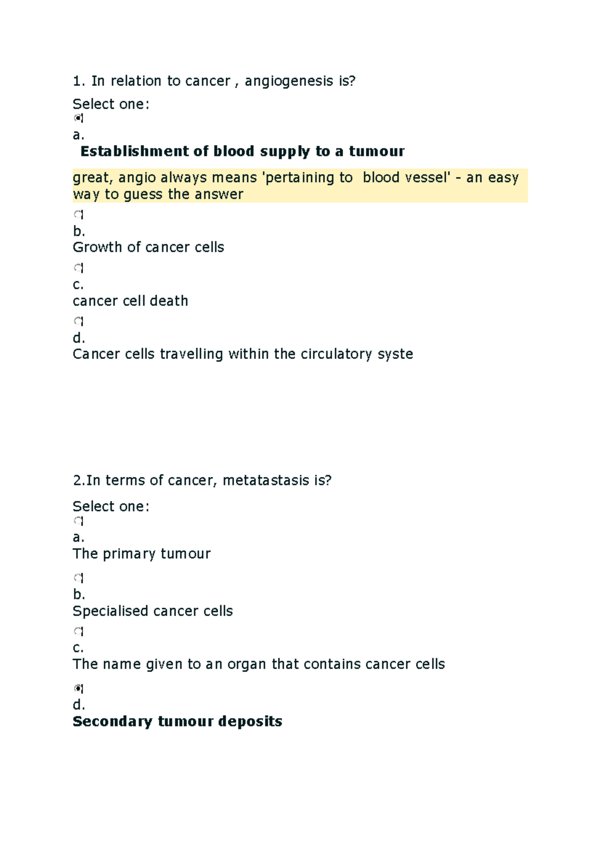 Cancer-cells - assignment details - In relation to cancer ...